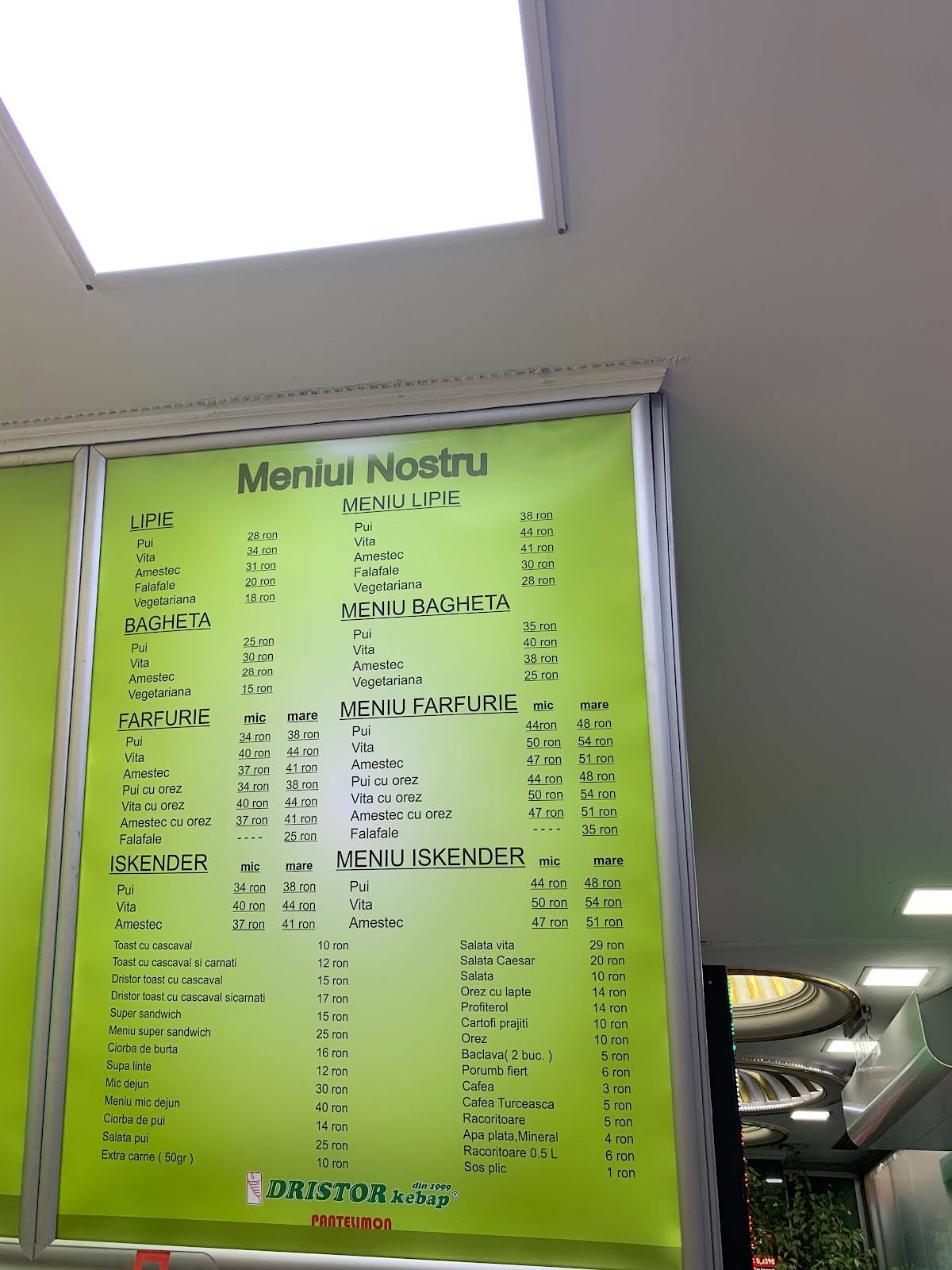 Menu at Dristor Kebap, Bucharest, Șoseaua Pantelimon 243