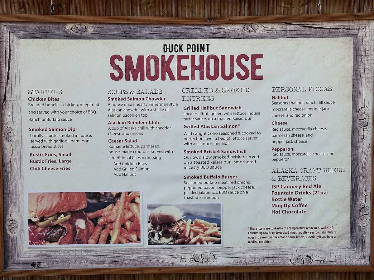 Menu at Duck Point Smokehouse Restaurant, Hoonah