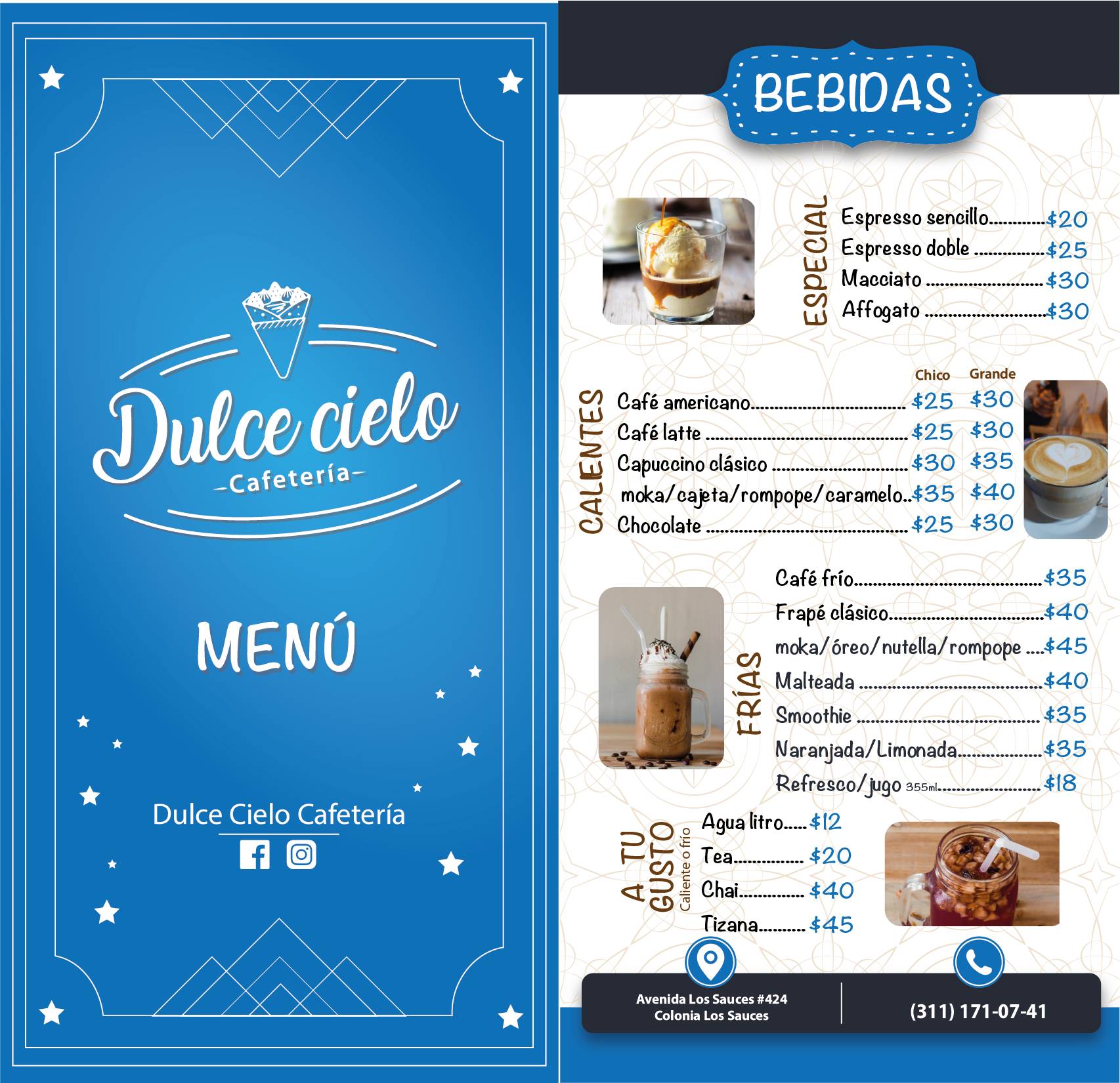 Carta de Dulce Cielo -cafetería y crepas-, Tepic