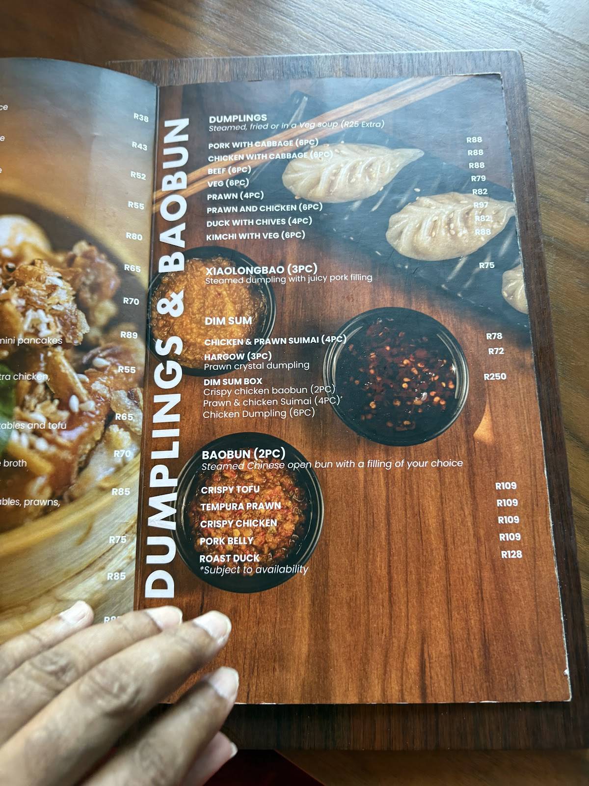 Menu at Dumpling Bar Ballito, Dolphin Coast