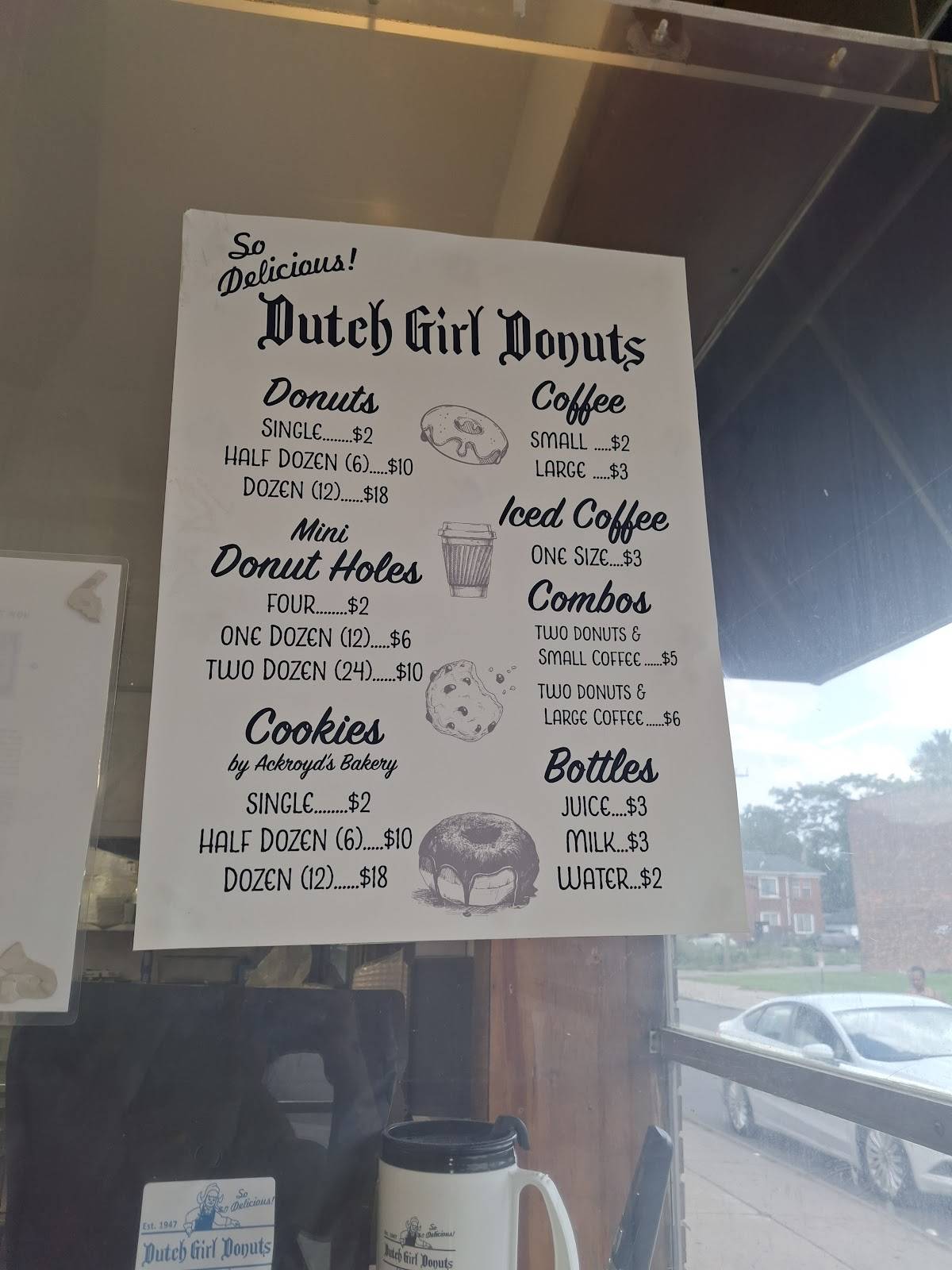 Menu at Dutch Girl Donuts restaurant, Detroit