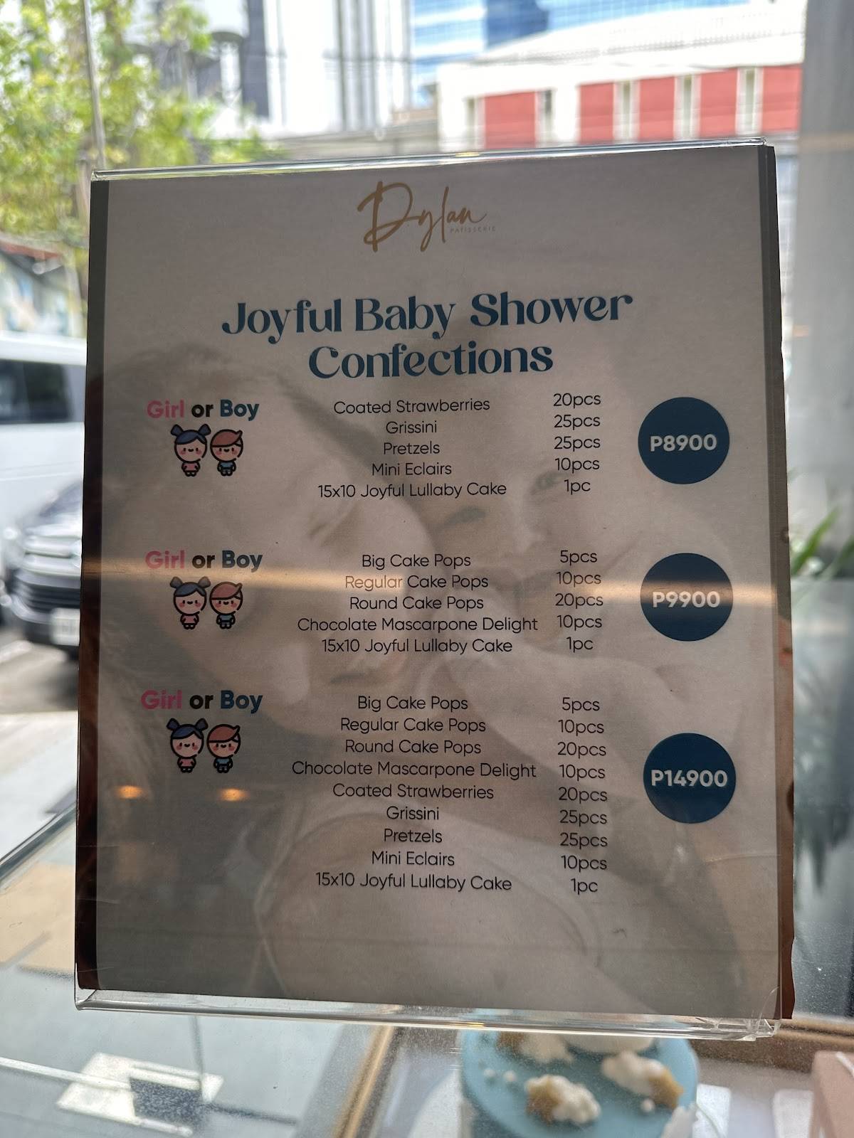 Menu at Dylan Patisserie Makati cafe, Makati