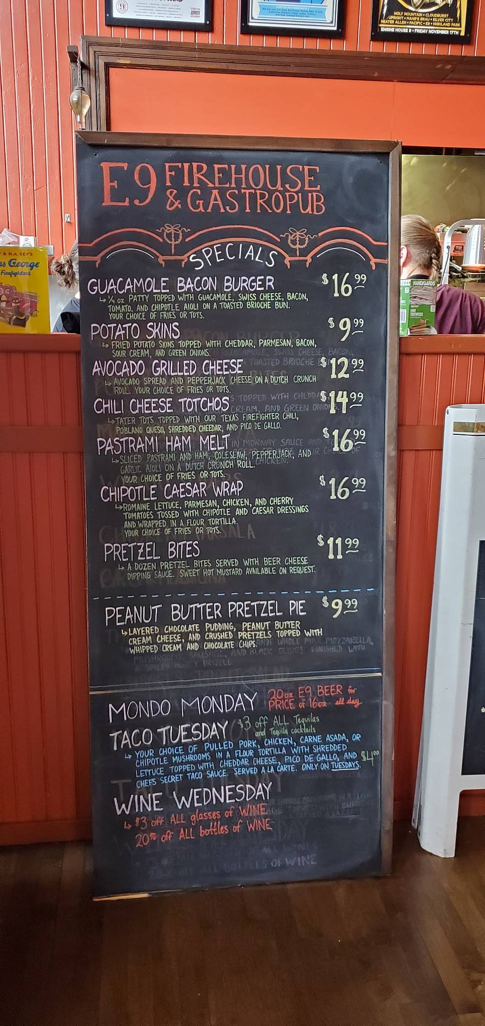 Menu at E9 Firehouse & Gastropub, Tacoma, 611 N Pine St