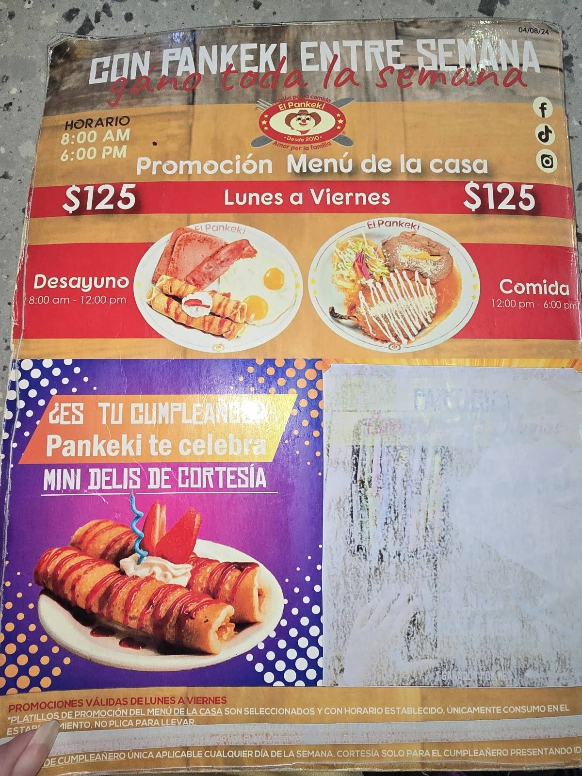 Carta del restaurante EL PANKEKI MONARCA, Tijuana