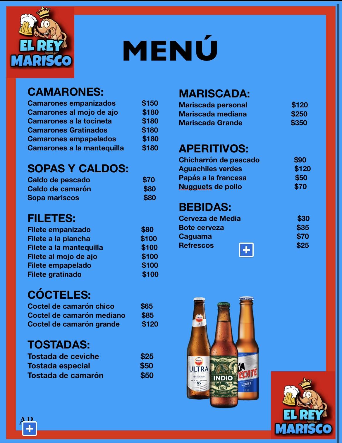 Carta del restaurante EL REY MARISCO, Torreón
