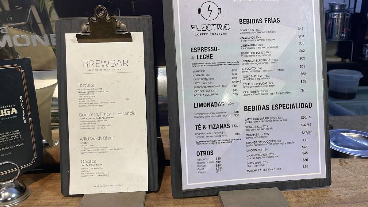 Carta del café ELECTRIC COFFEE ROASTERS, Tijuana, Av. Hipódromo 9- A-9- A