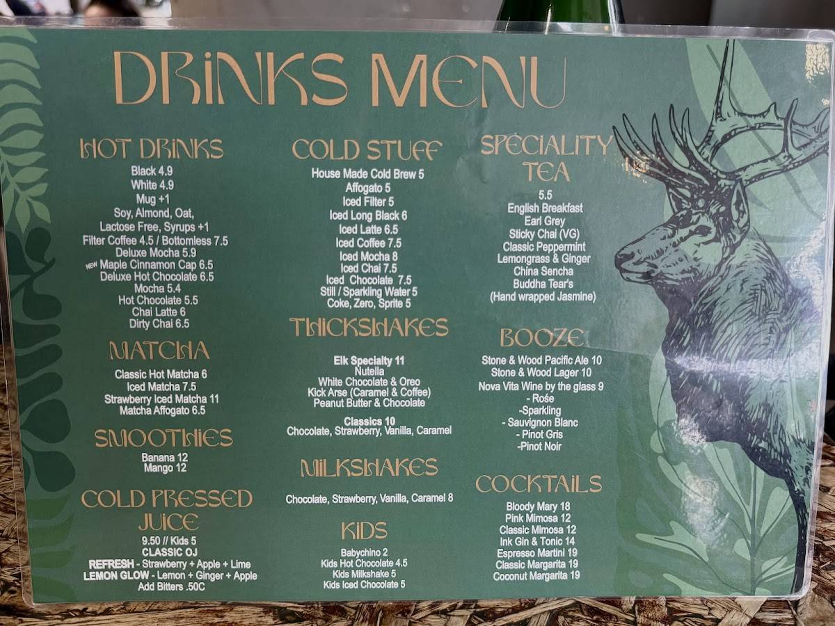 Menu at ELK Espresso cafe, Broadbeach, Shop G044 Oasis Shopping Centre