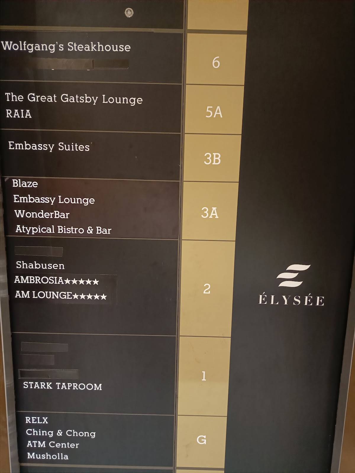Menu at ÉLYSÉE SCBD restaurant, South Jakarta
