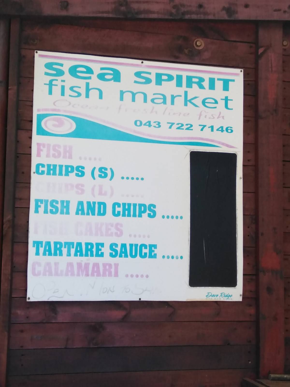 Menu at Sea Spirit Fish Market Restaurant, East London