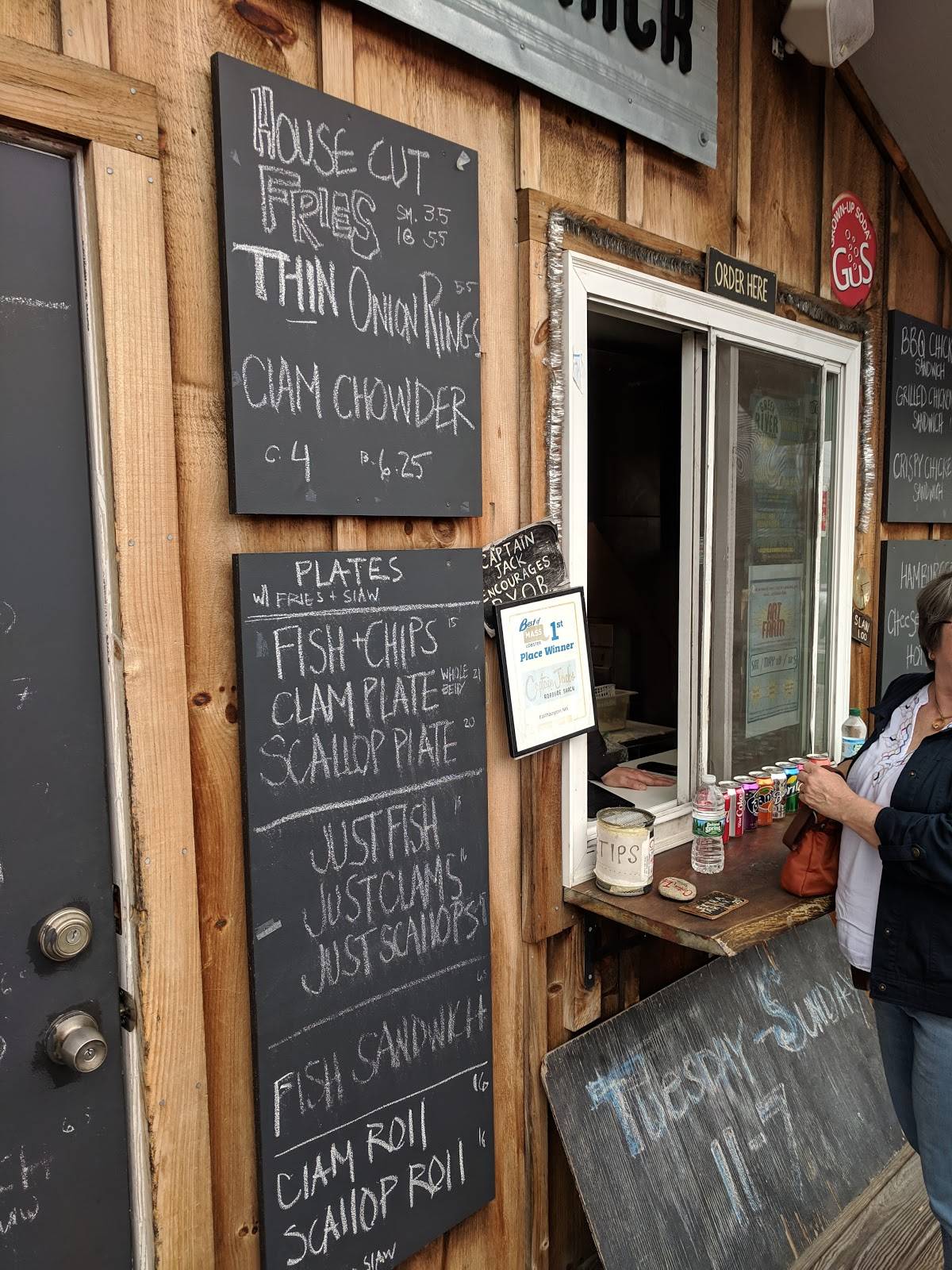 Menu at Captain Jack's Roadside Shack restaurant, Easthampton