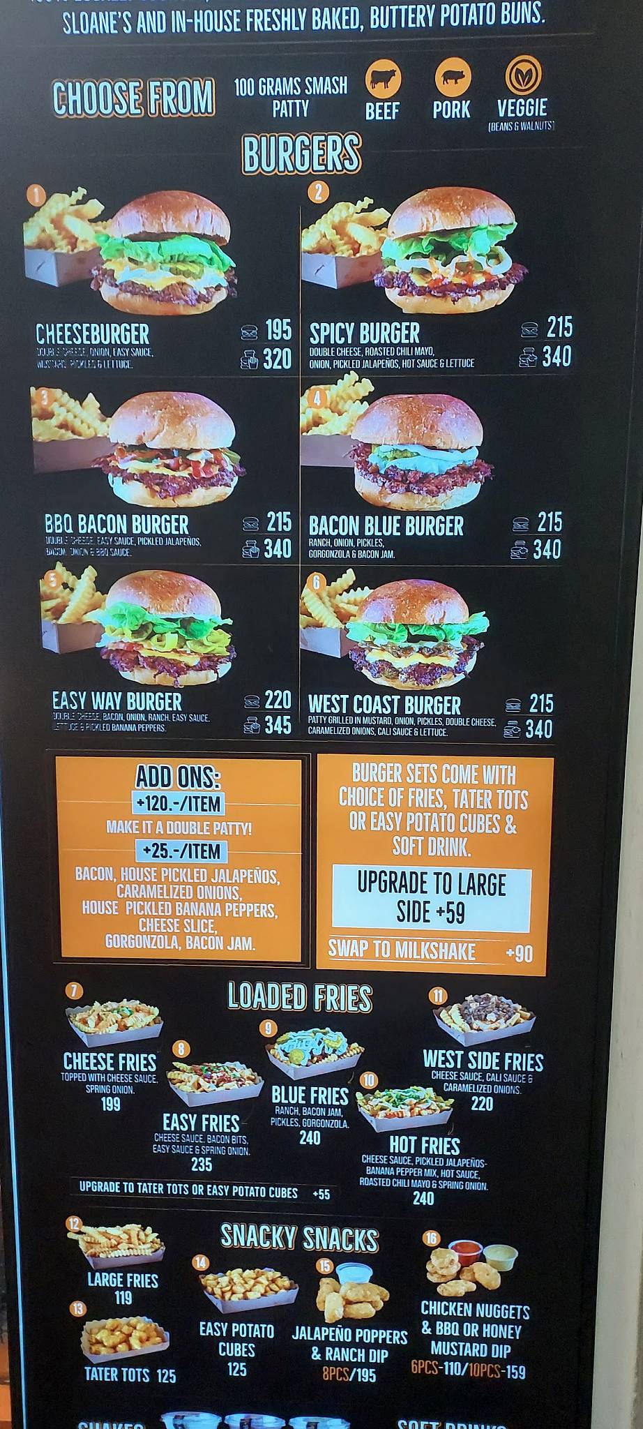 Carta del restaurante Easy Burger (Phrom Phong), Bangkok