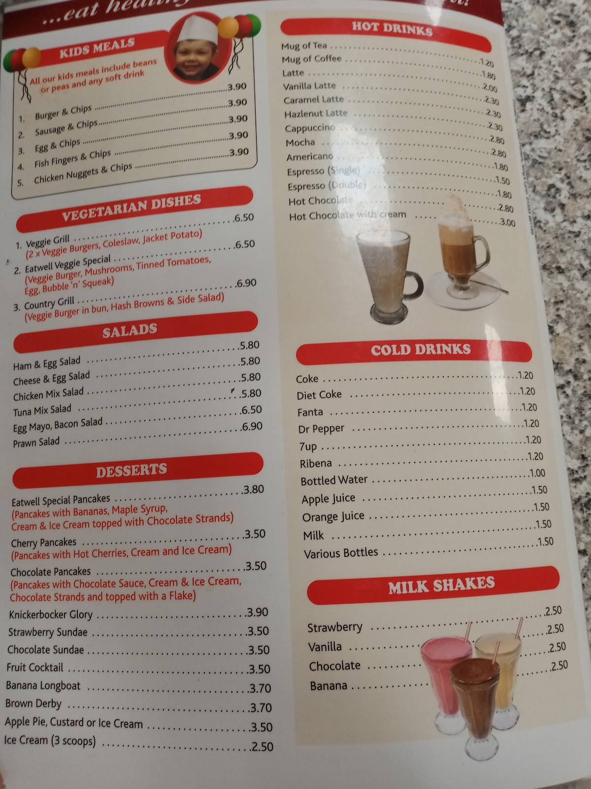Menu at Eatwell Cafe, King's Lynn