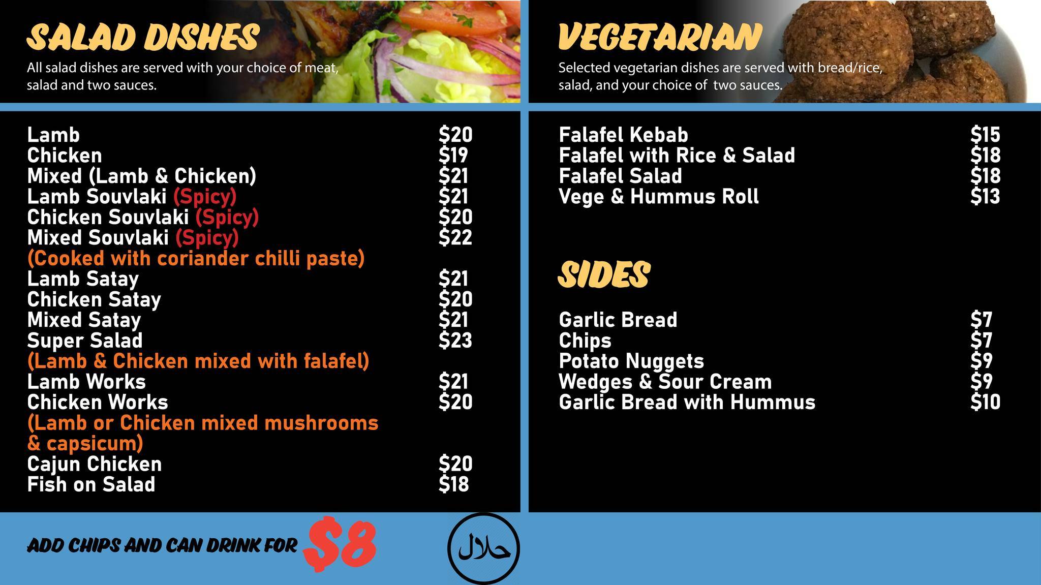 Menu at Eden Kebab restaurant, Auckland, 2/891 Mount Eden Rd