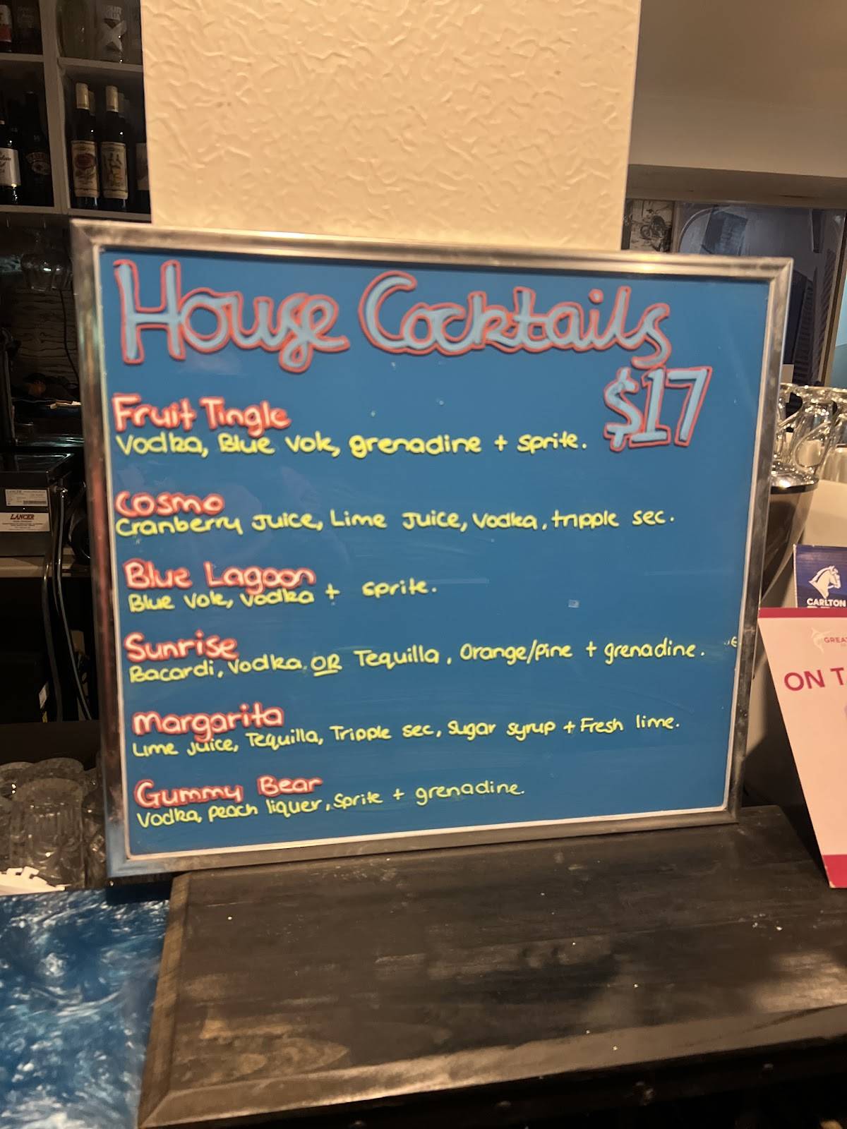 Menu at Eight on the Beach restaurant, Rockingham