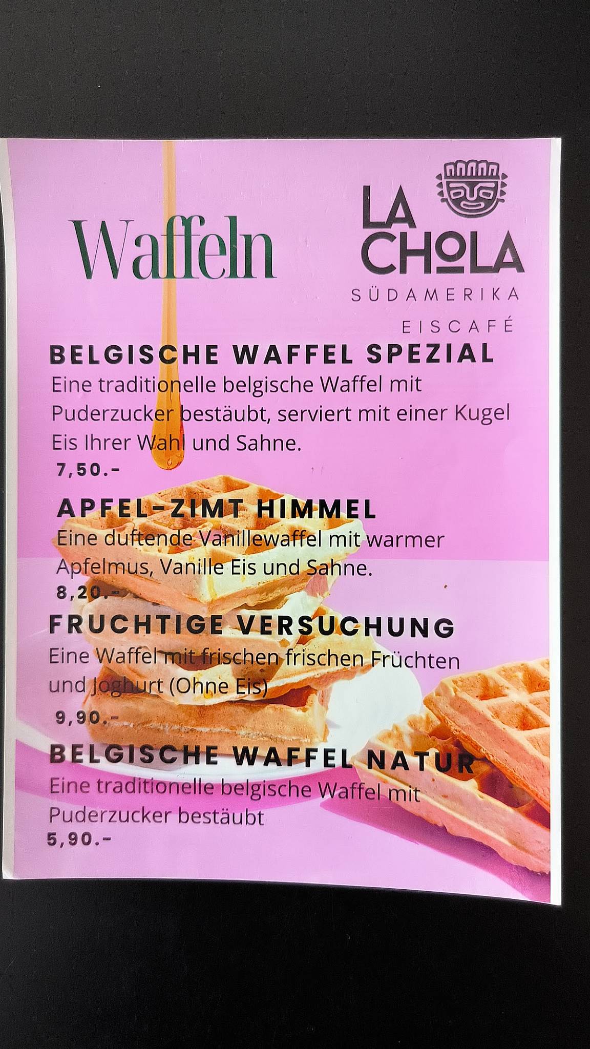 Speisekarte von Eiscafe LA CHOLA Südamerika by Paulina, Rodalben