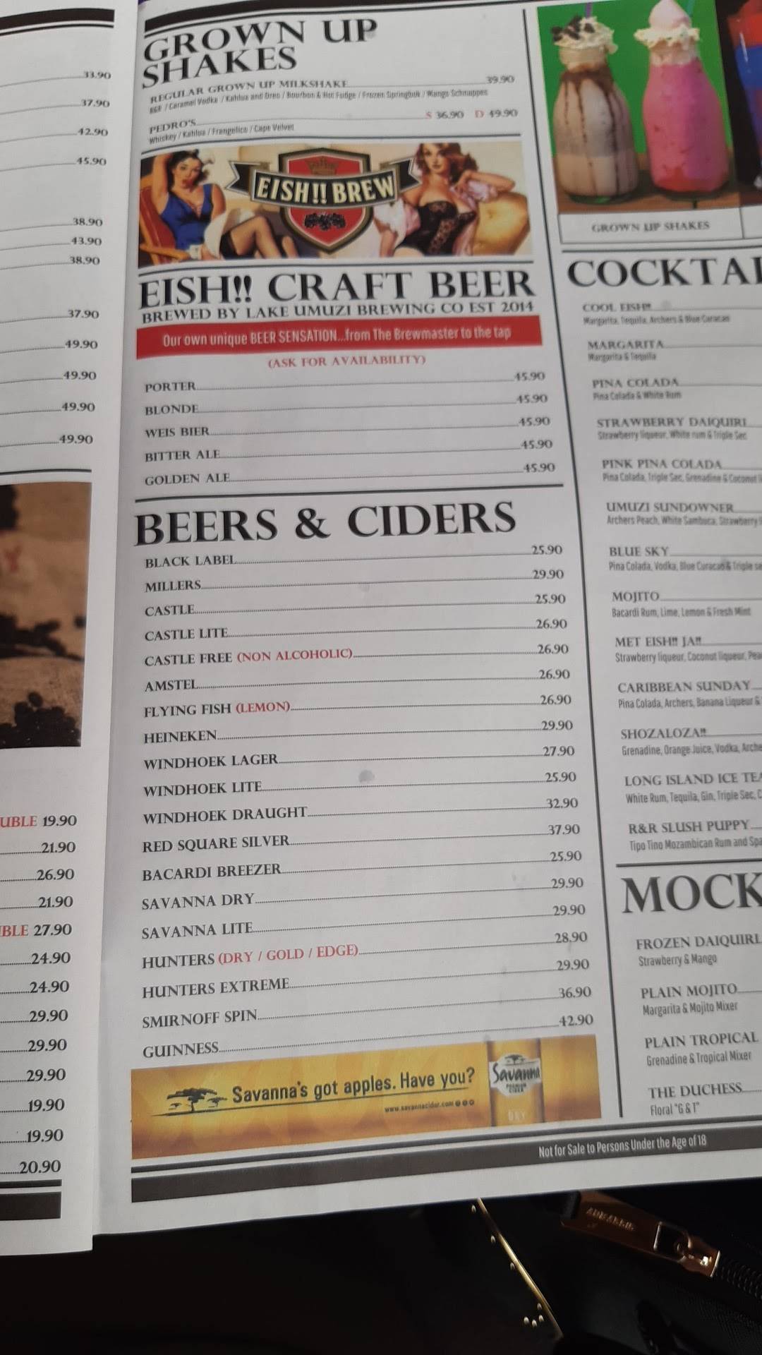 Menu at Eish!! Restaurant Secunda, Secunda