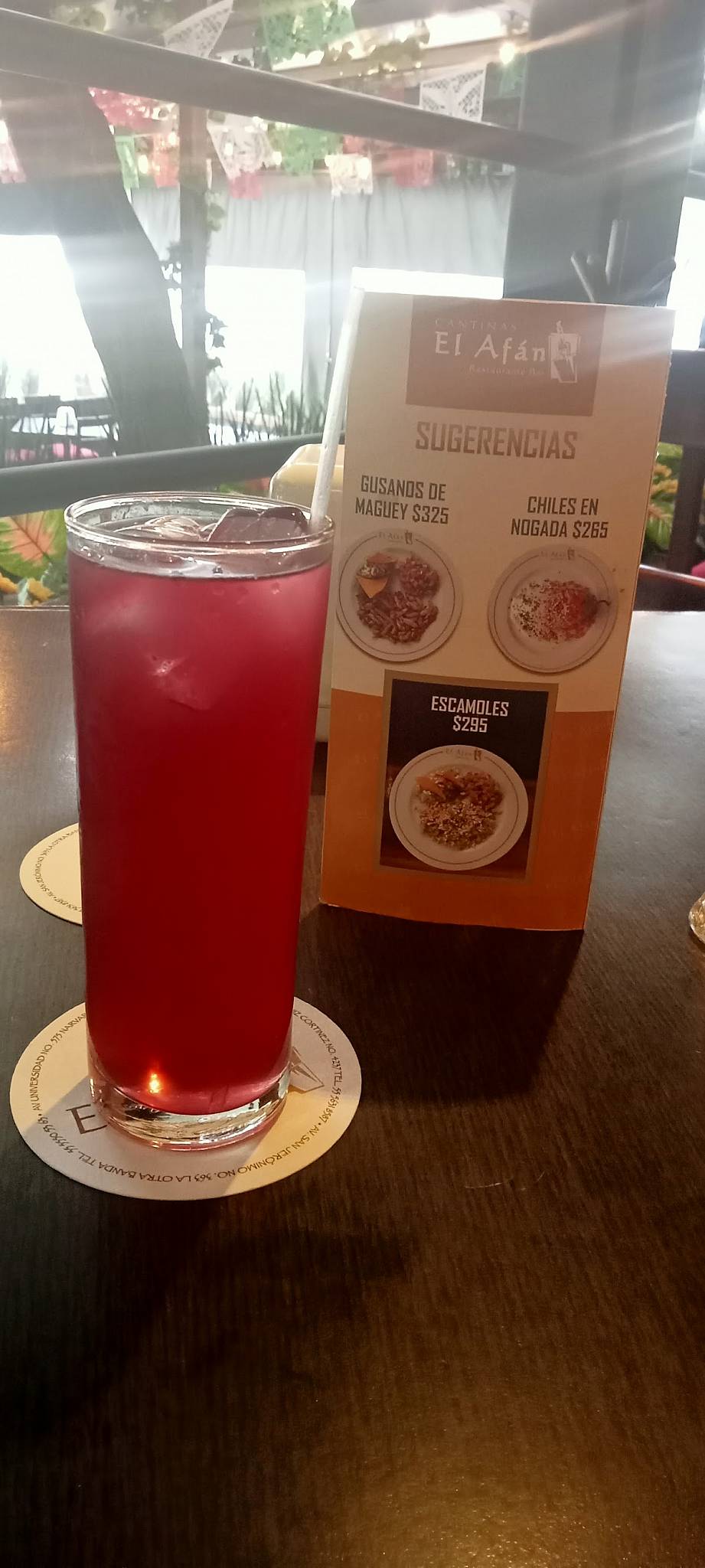 Carta de El Afán Restaurante Bar, Ciudad de México, Av. Universidad 575