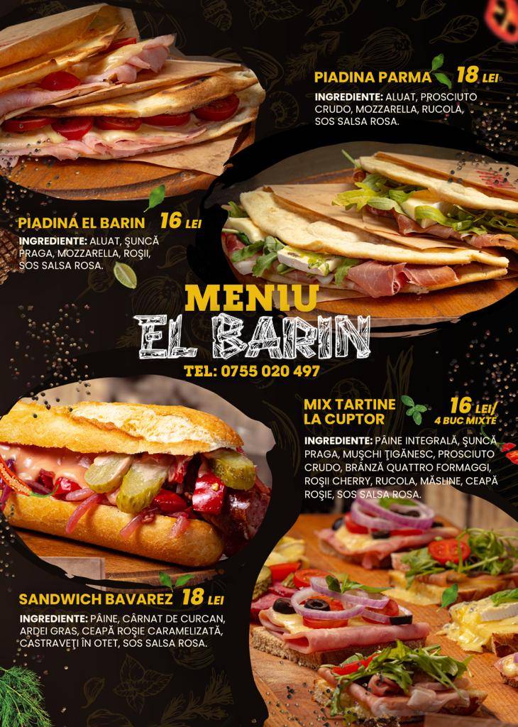 Menu at El Barin, Iași