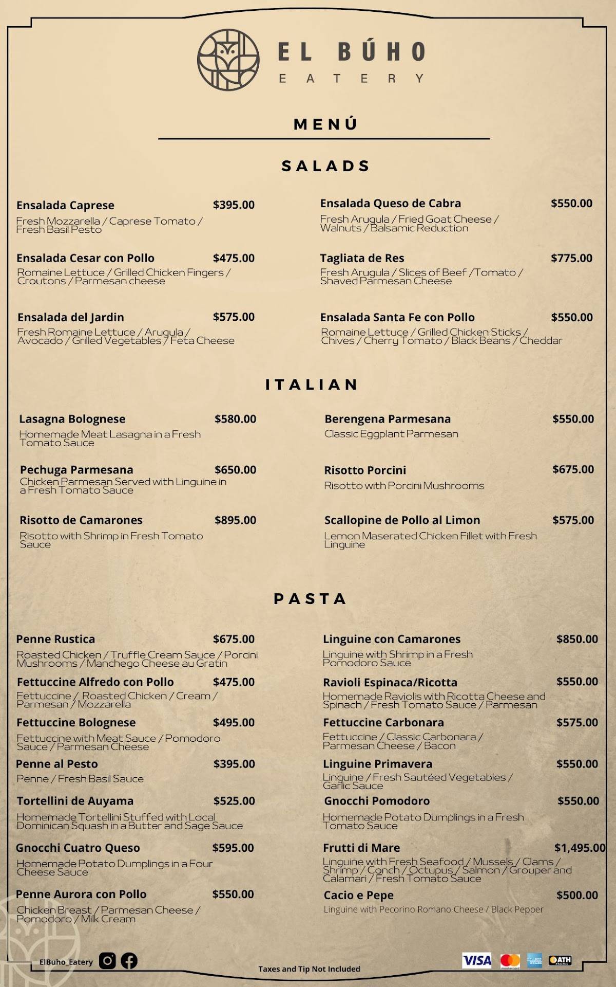 Carta de Café El Buho, Santo Domingo