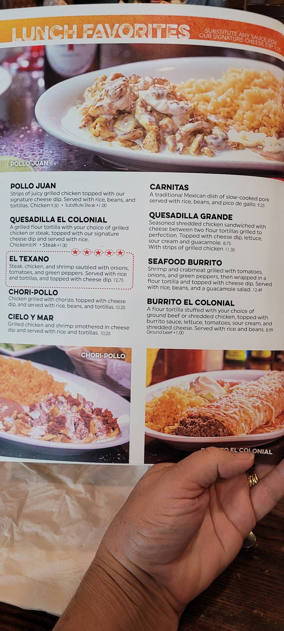 Menu at El Colonial restaurant, Ashland, 366 Diederich Blvd