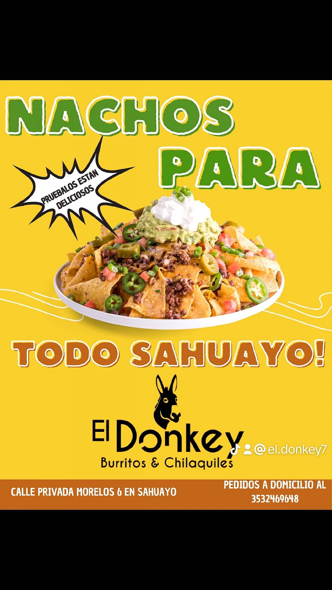 Menu at El Donkey burritos & chilaquiles restaurant, Sahuayo