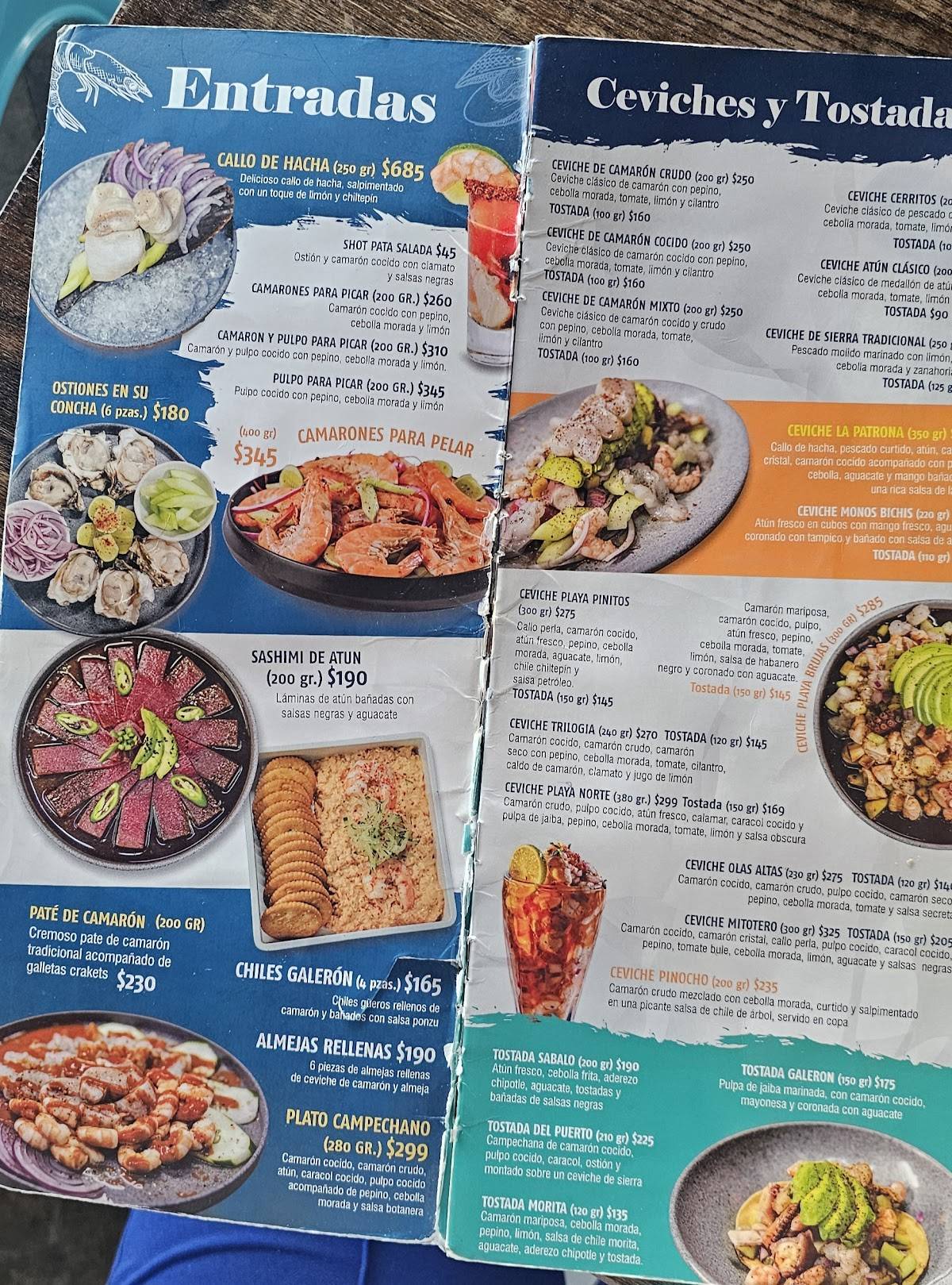 Menu at El Galerón del Pata Salada restaurant, Mazatlán