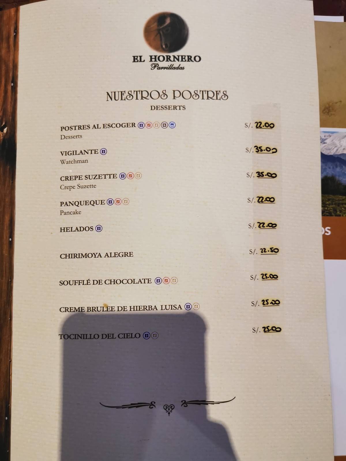Carta de barbacoa El Hornero, Lima, Av. Dos de Mayo 758