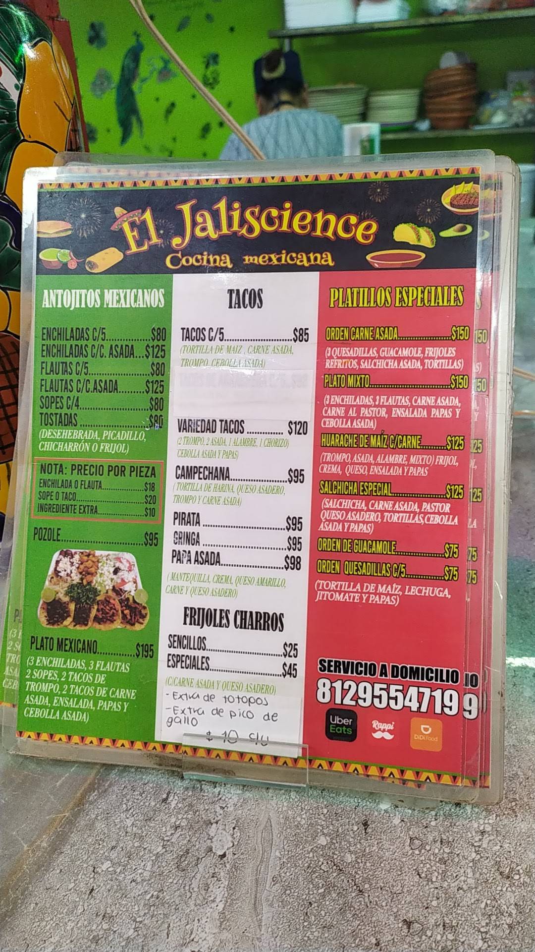 Menu at El Jalisciense "Cocina Mexicana" restaurant, San Nicolás de los ...
