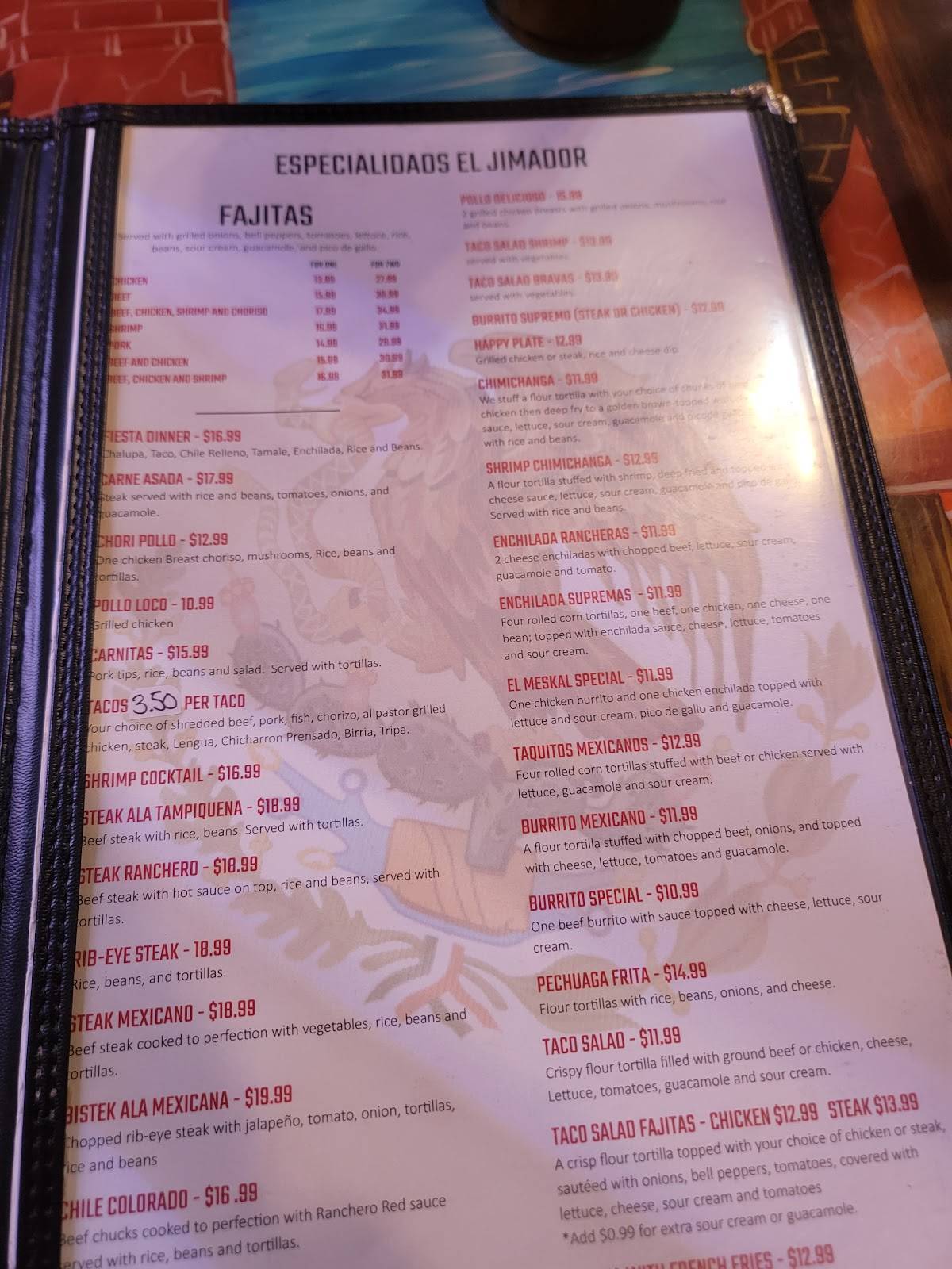 Menu at El Meskal restaurant, Gonzales, 904 N Airline Hwy