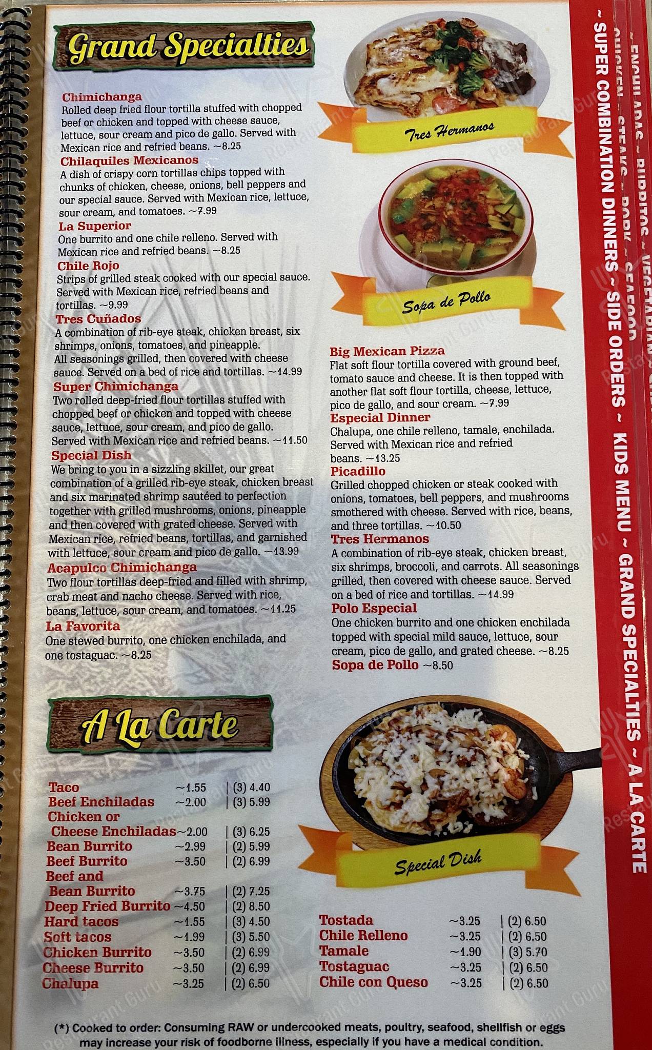 Menu at El Patron Mexican Grill restaurant, Kingsport