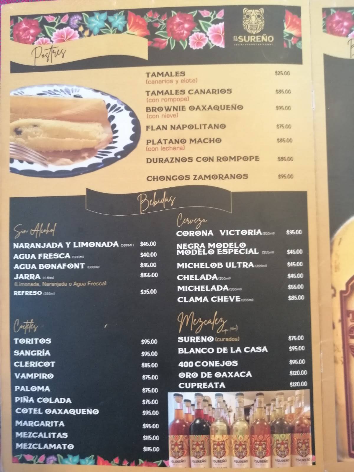 Carta del restaurante El Sureño, Torreón, C. González Ortega Sur 272