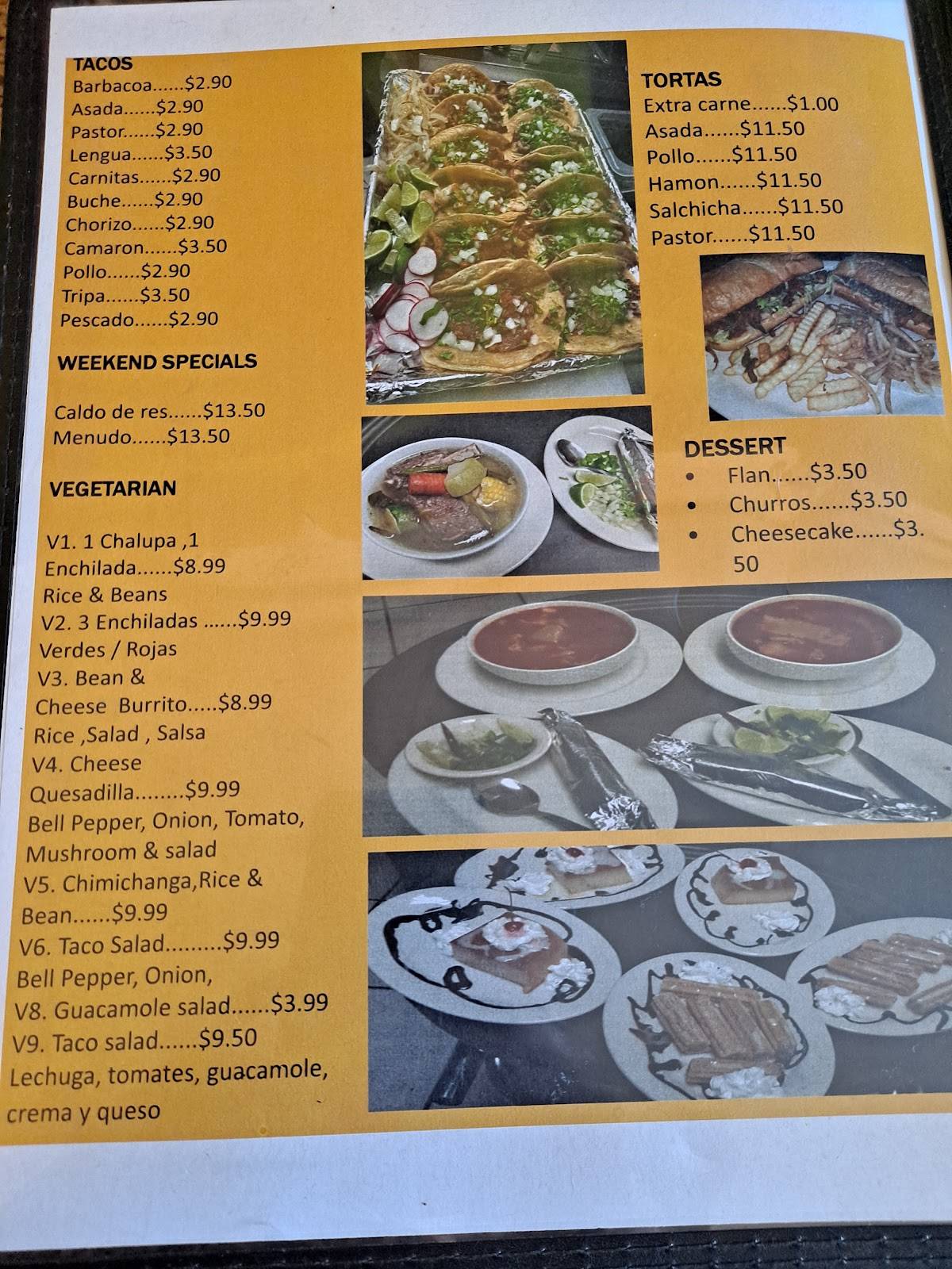 Menu at El Tarasco Taqueria & Restaurant, Biloxi, Popp's Ferry Rd