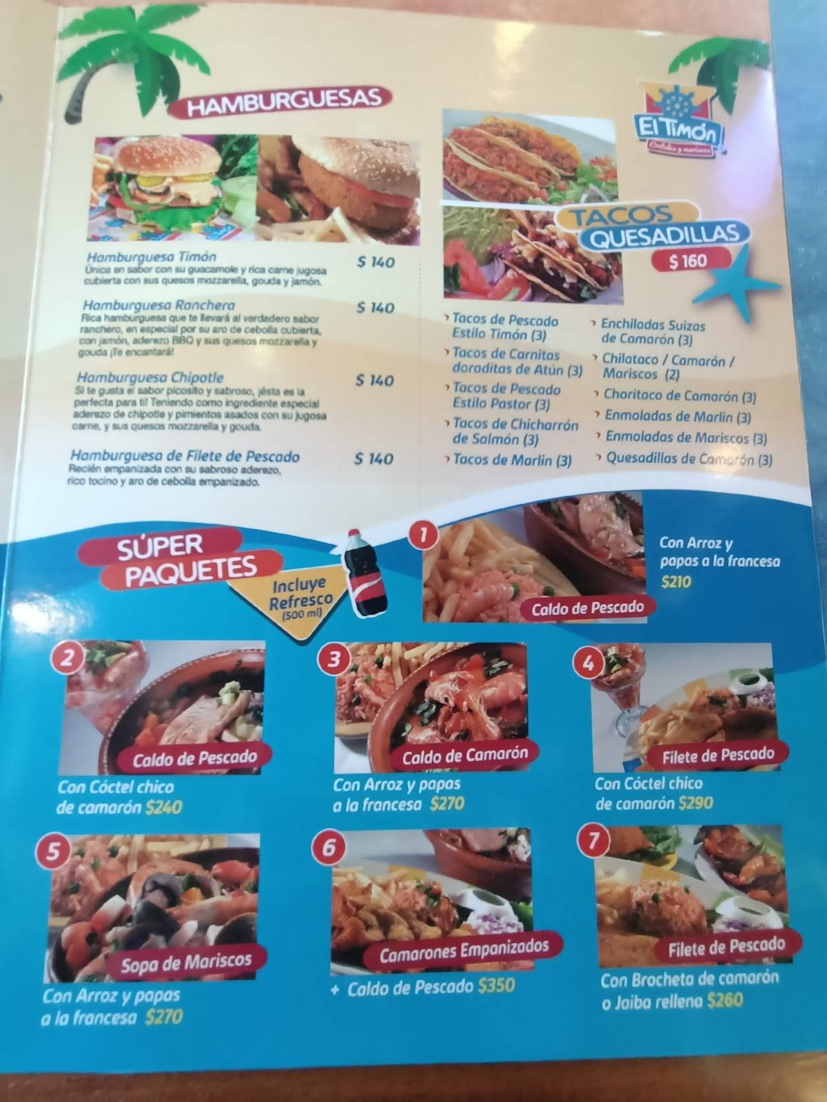 Carta del restaurante El Timón, Santa Catarina, Manuel Ordóñez 322 ...