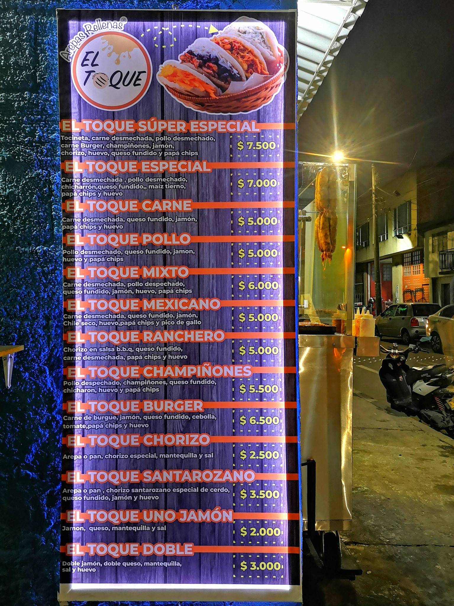Menu at "El Toque": Arepas Rellenas y Bebidas (Comidas Rápidas ...