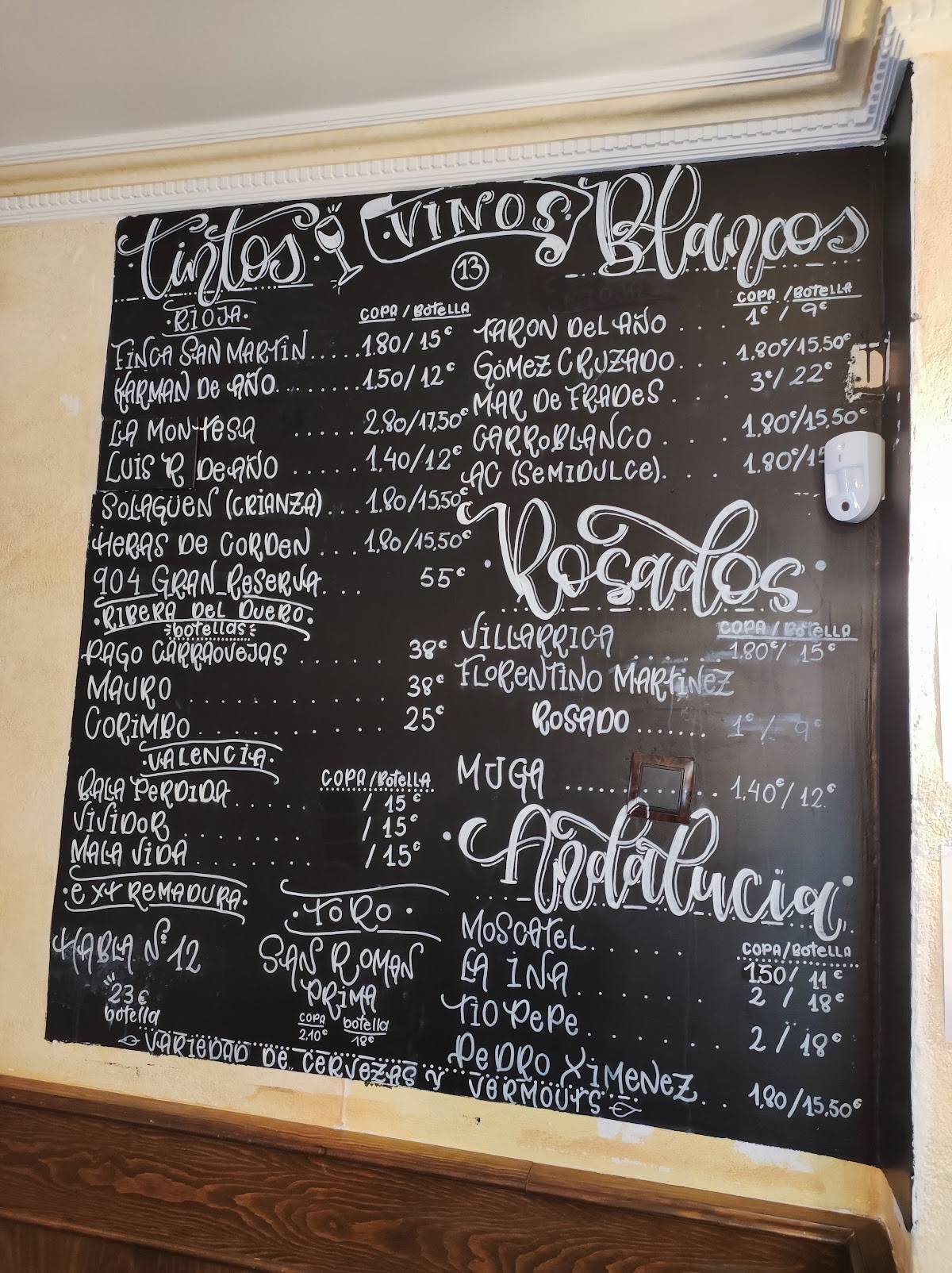 Carta de Bar El Trece, Haro