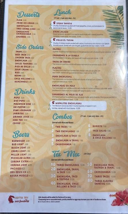 Menu at El Tucán Authentic Mexican Cuisine restaurant, Odessa