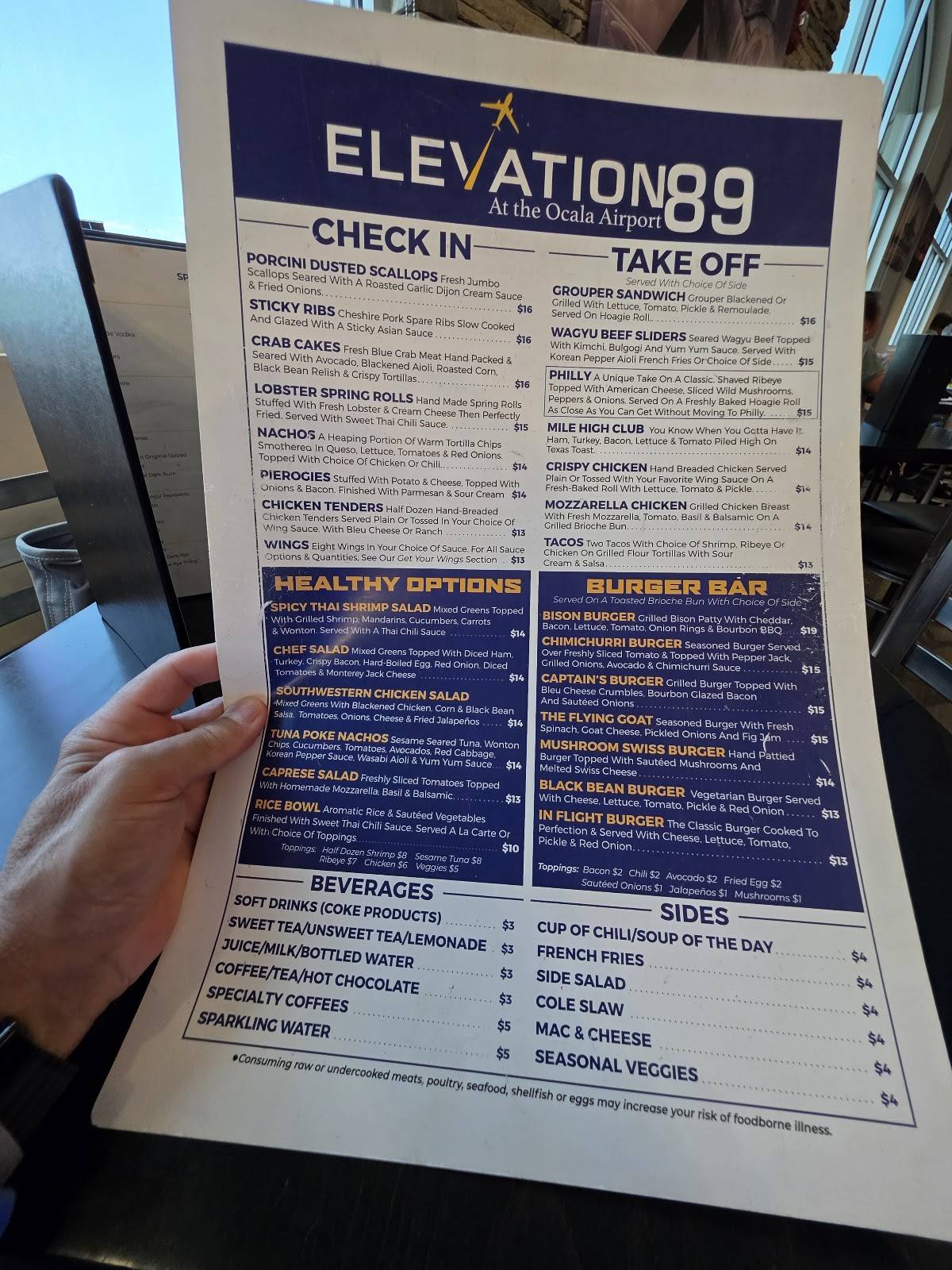 Menu at Elevation 89 restaurant, Ocala