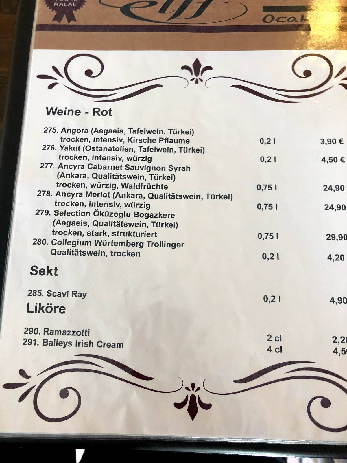 Speisekarte von Elif kebab haus restaurant, Metzingen