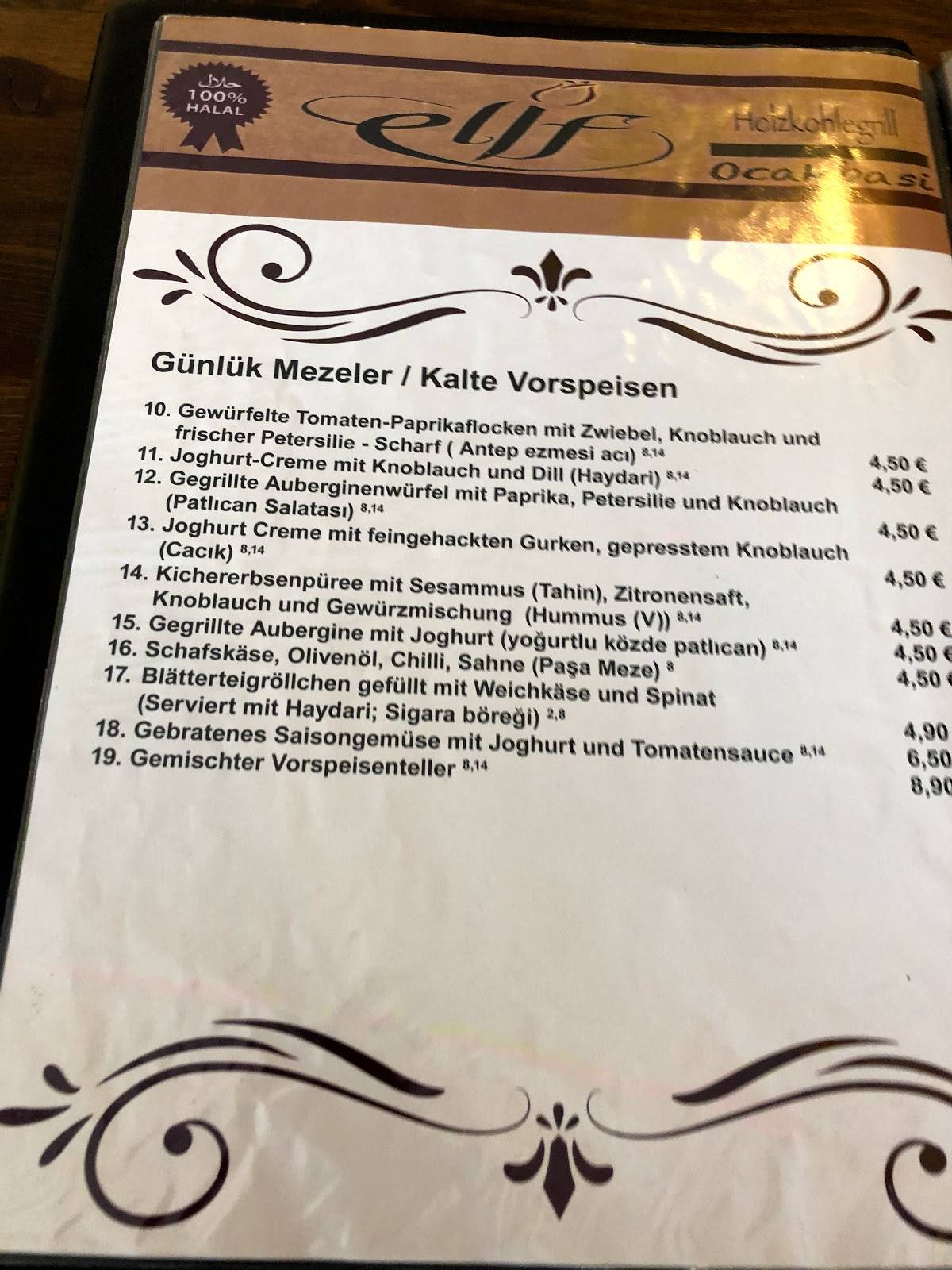Carta del restaurante Elif kebab haus, Metzingen