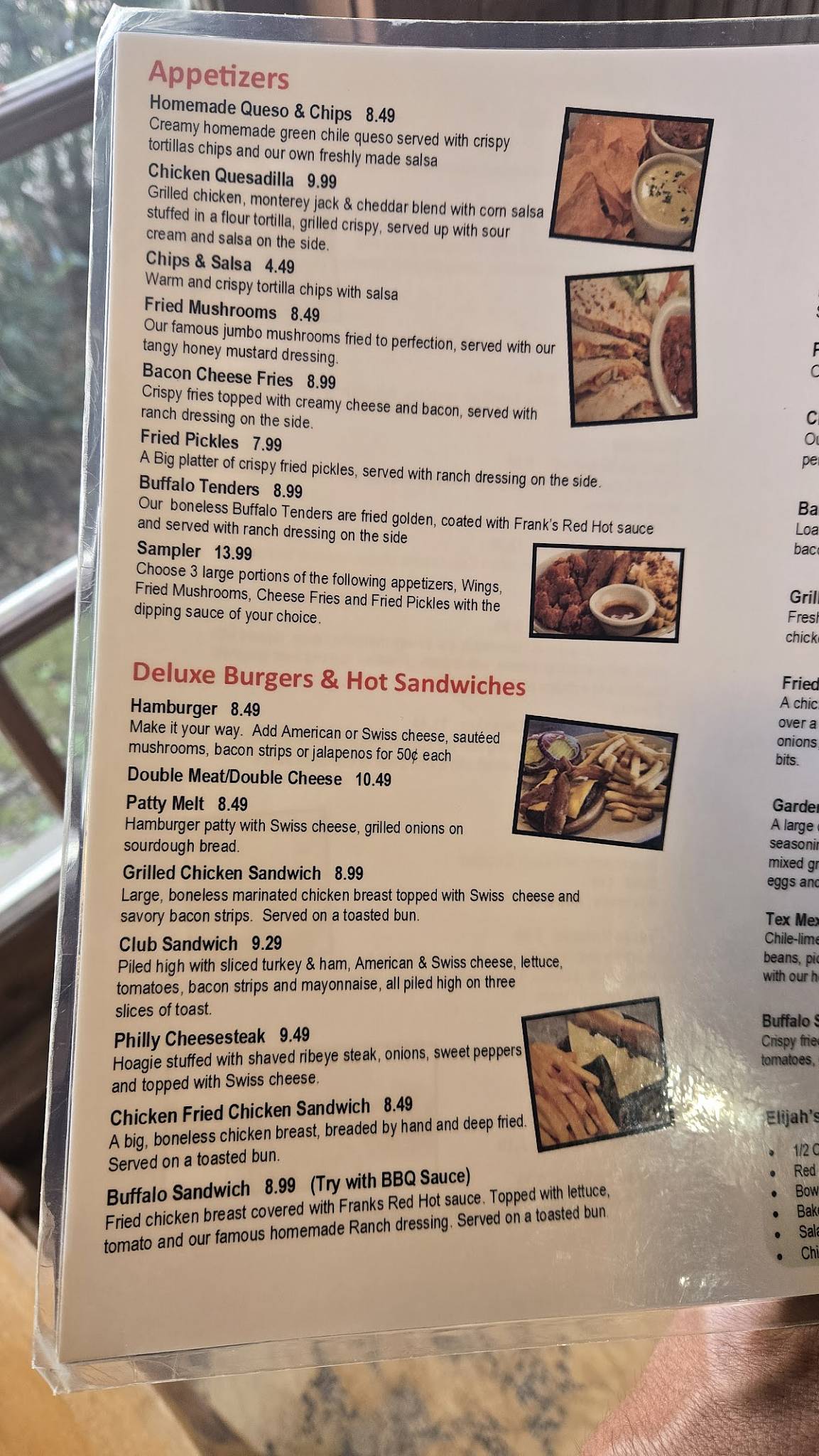 Menu at Elijah's Cafe, Jasper, 201 W Gibson St