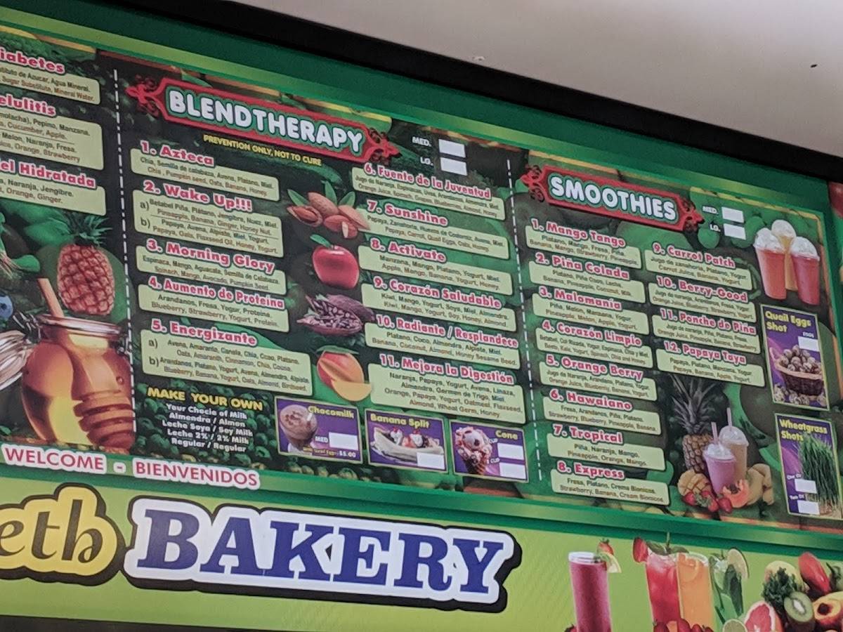 Menu at Elizabeth Bakery, South Gate