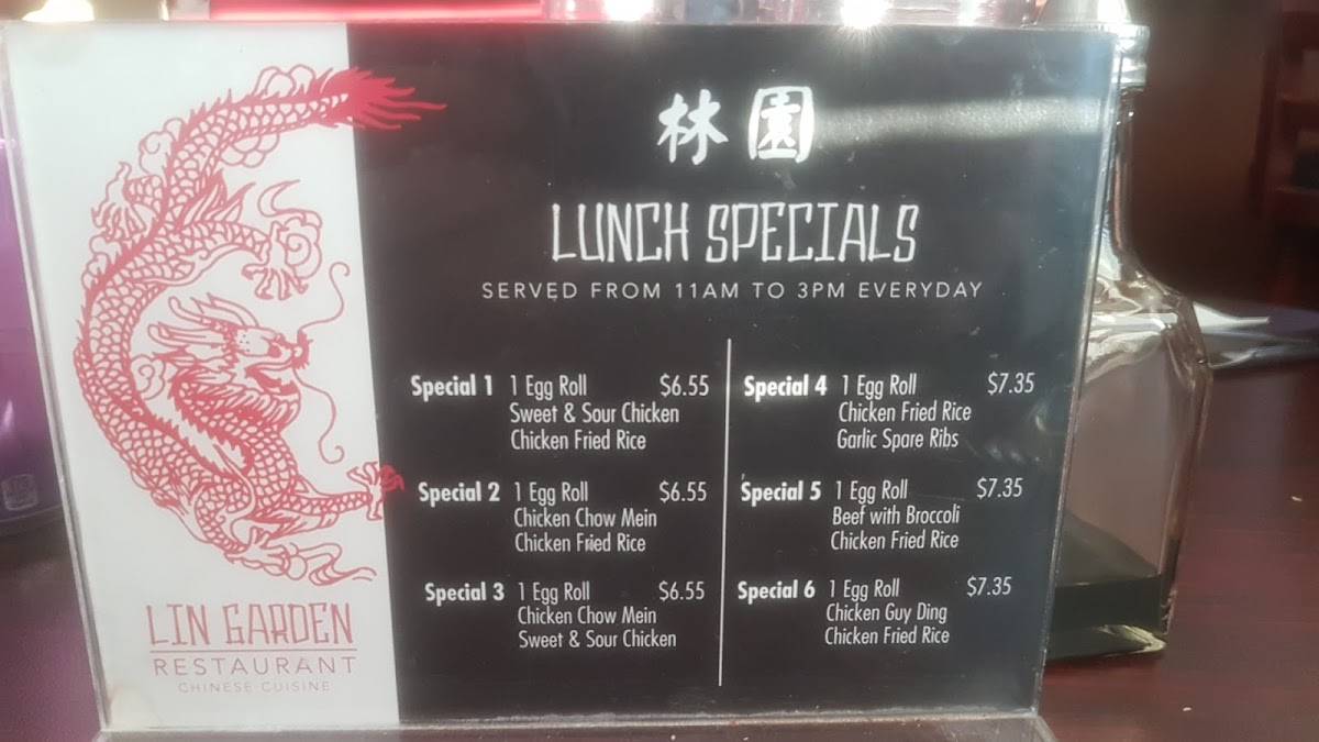 Menu at Lin Garden Restaurant, Elmsdale
