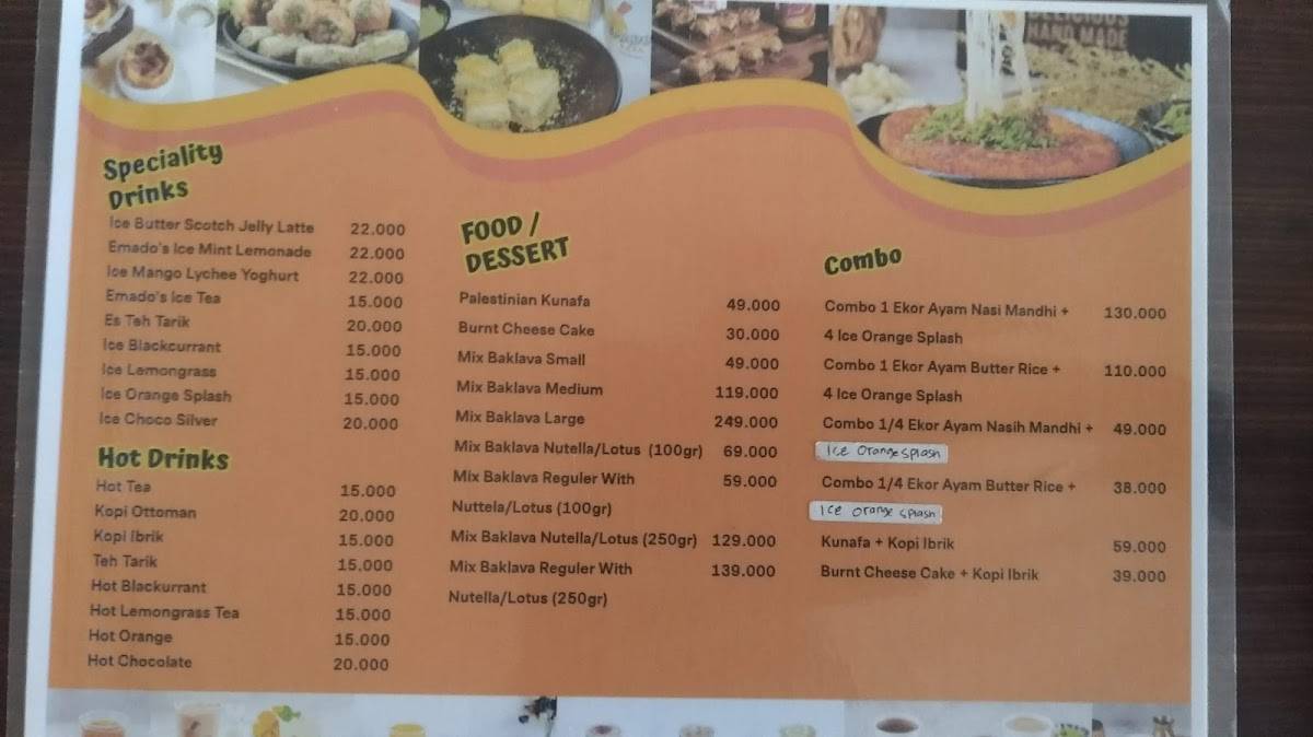 Carta del restaurante Emados Shawarma Sawangan, Depok