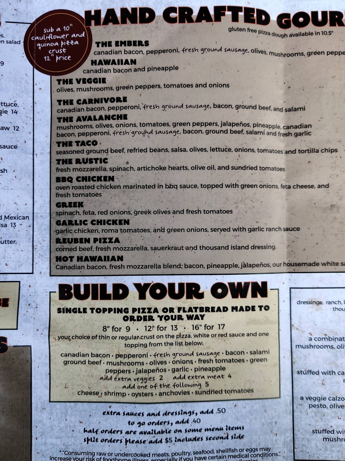 Menu at Embers Brewhouse pub & bar, Joseph
