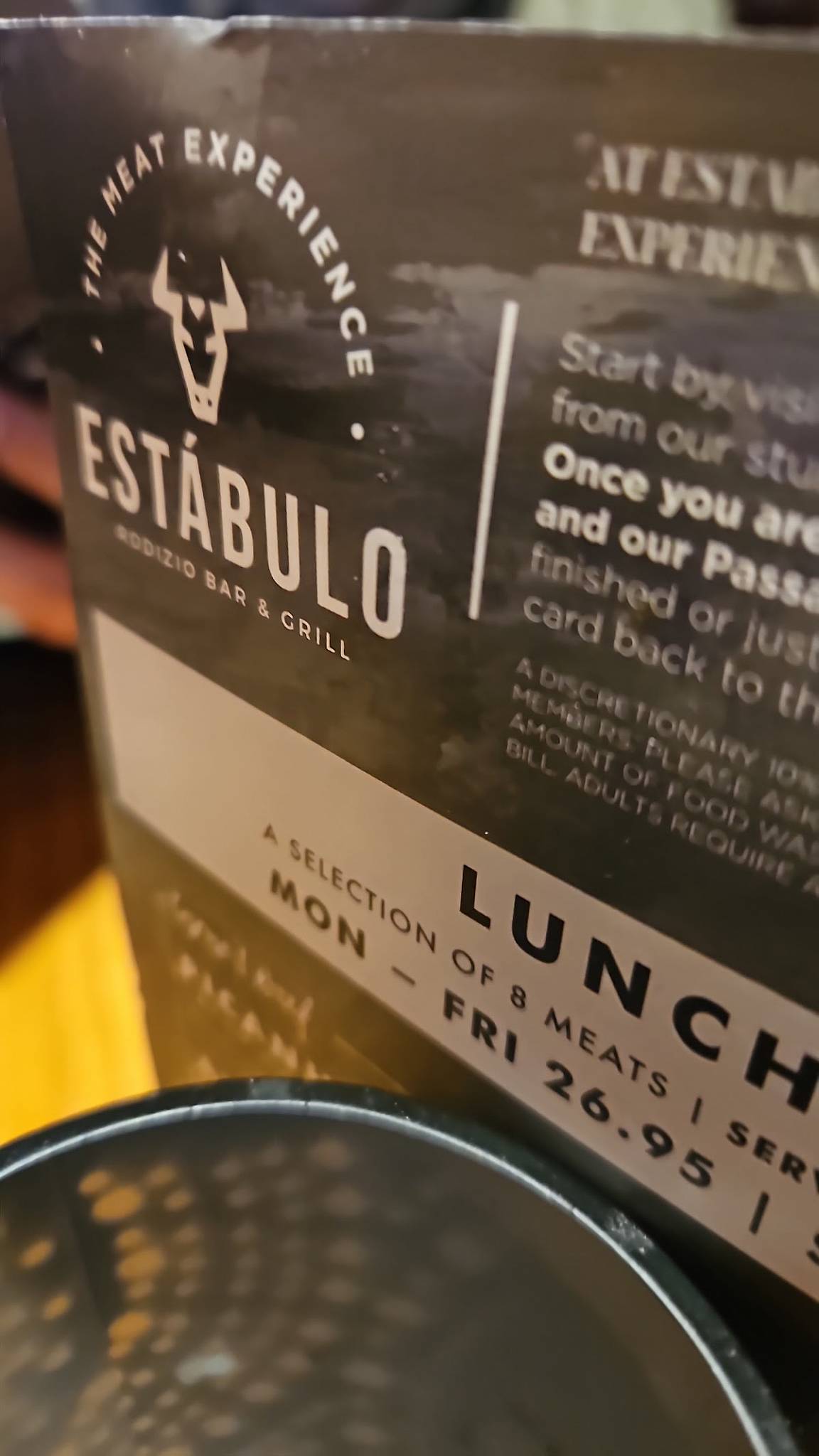 Menu at Estabulo restaurant, Norwich