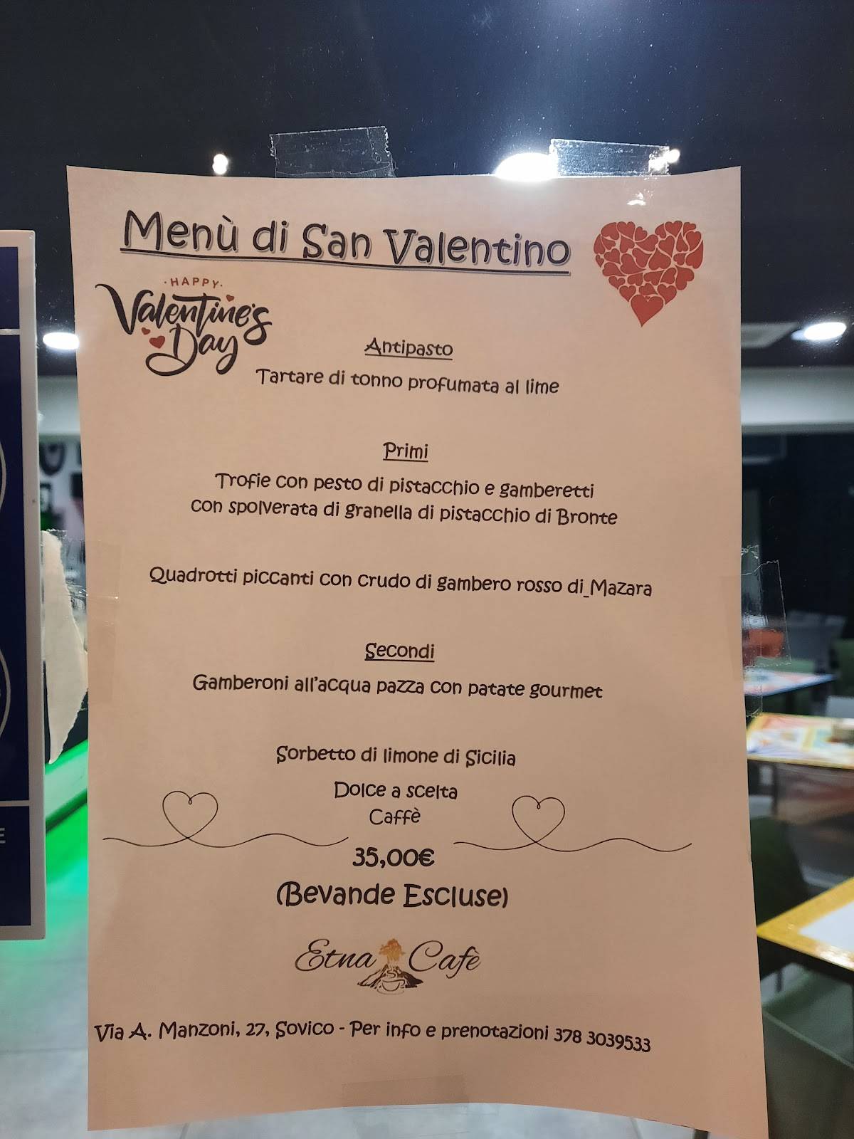 Speisekarte von Etna Cafè restaurant, Sovico