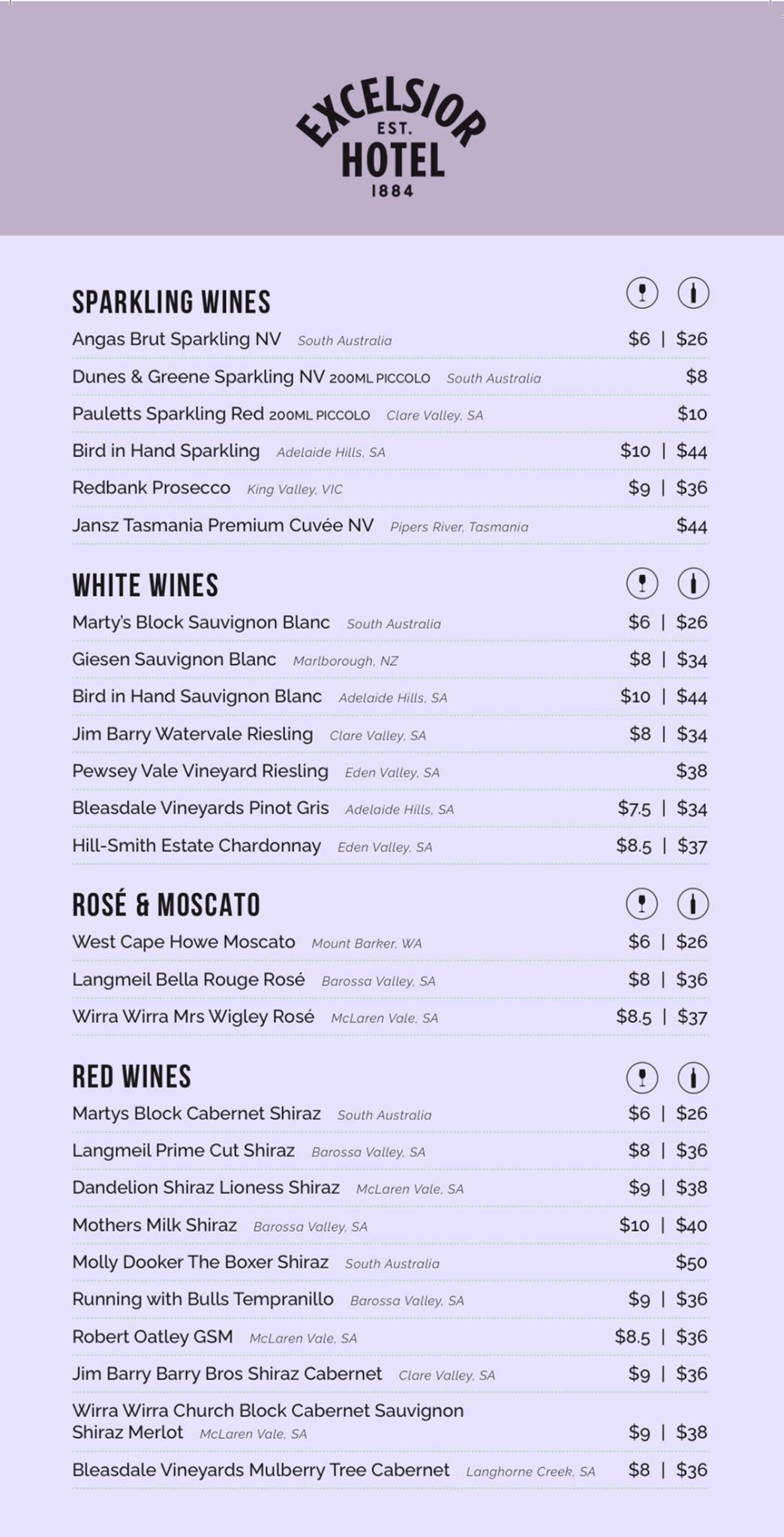 Menu at Excelsior Hotel pub & bar, Brompton