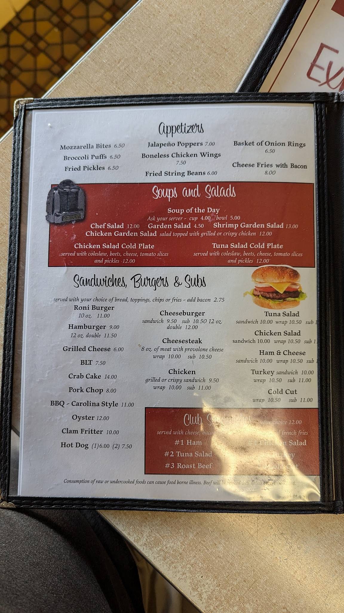 Menu at Exmore Diner restaurant, Exmore, Main St