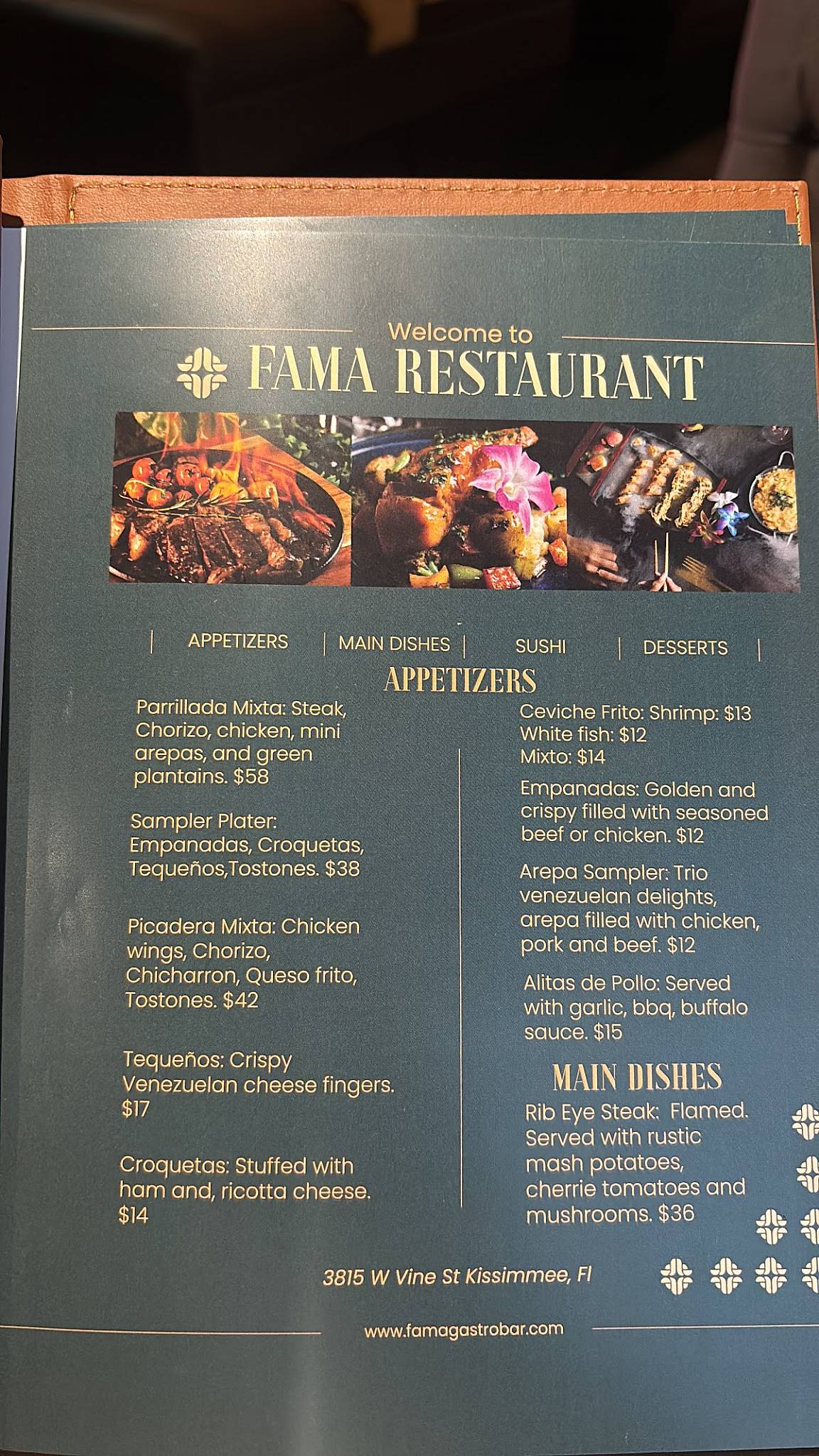 Menu at FAMA GASTROBAR, Kissimmee