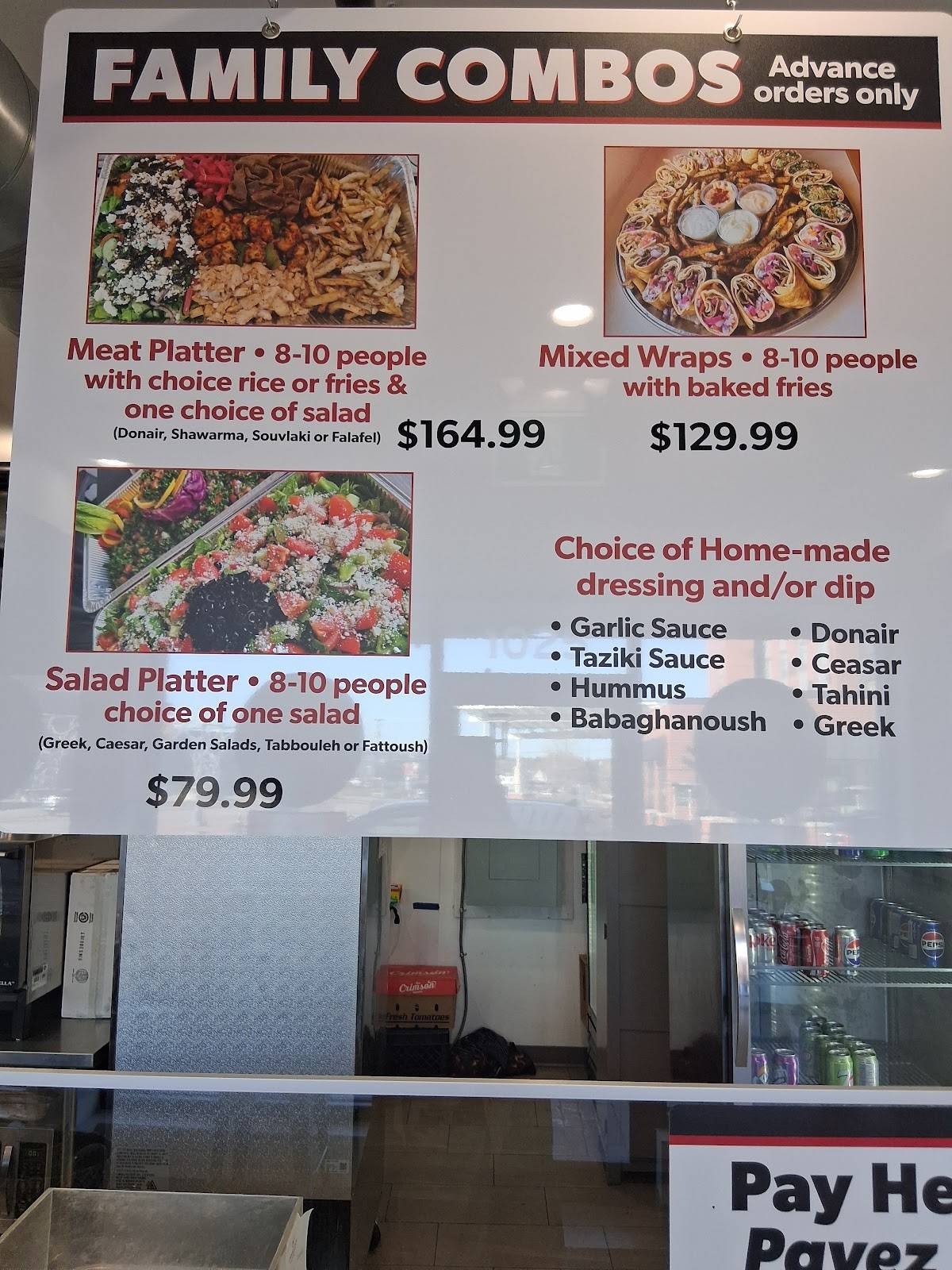 Menu at Fahda's Pita Wrap restaurant, Moncton